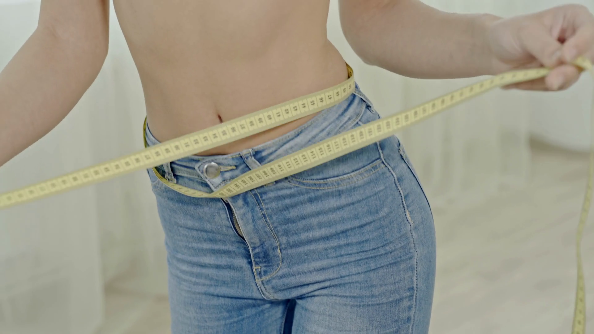 Anonymous Woman With Measuring Tape Around Stock Footage SBV-347662528 ...