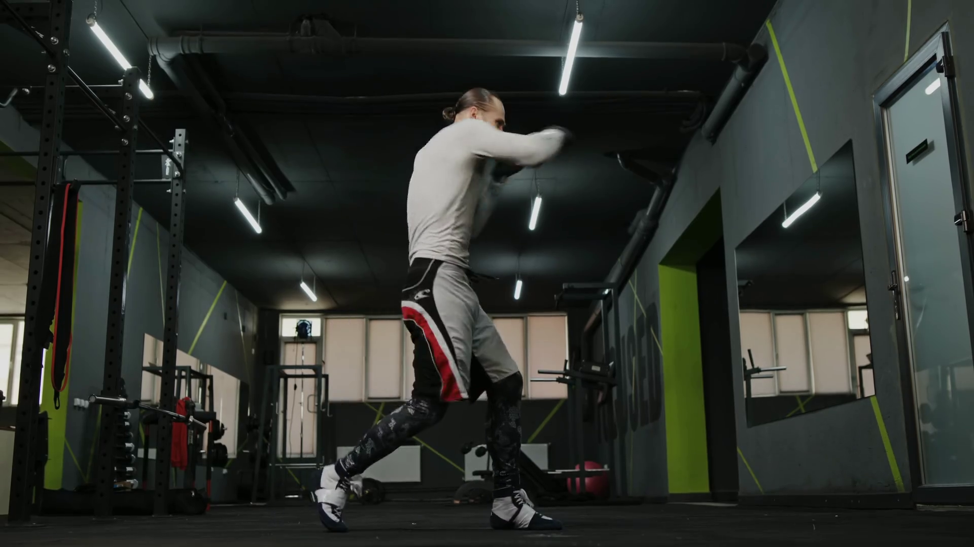 Mma Fighter Practicing Kick Boxing Moves Stock Footage SBV-347656115 ...