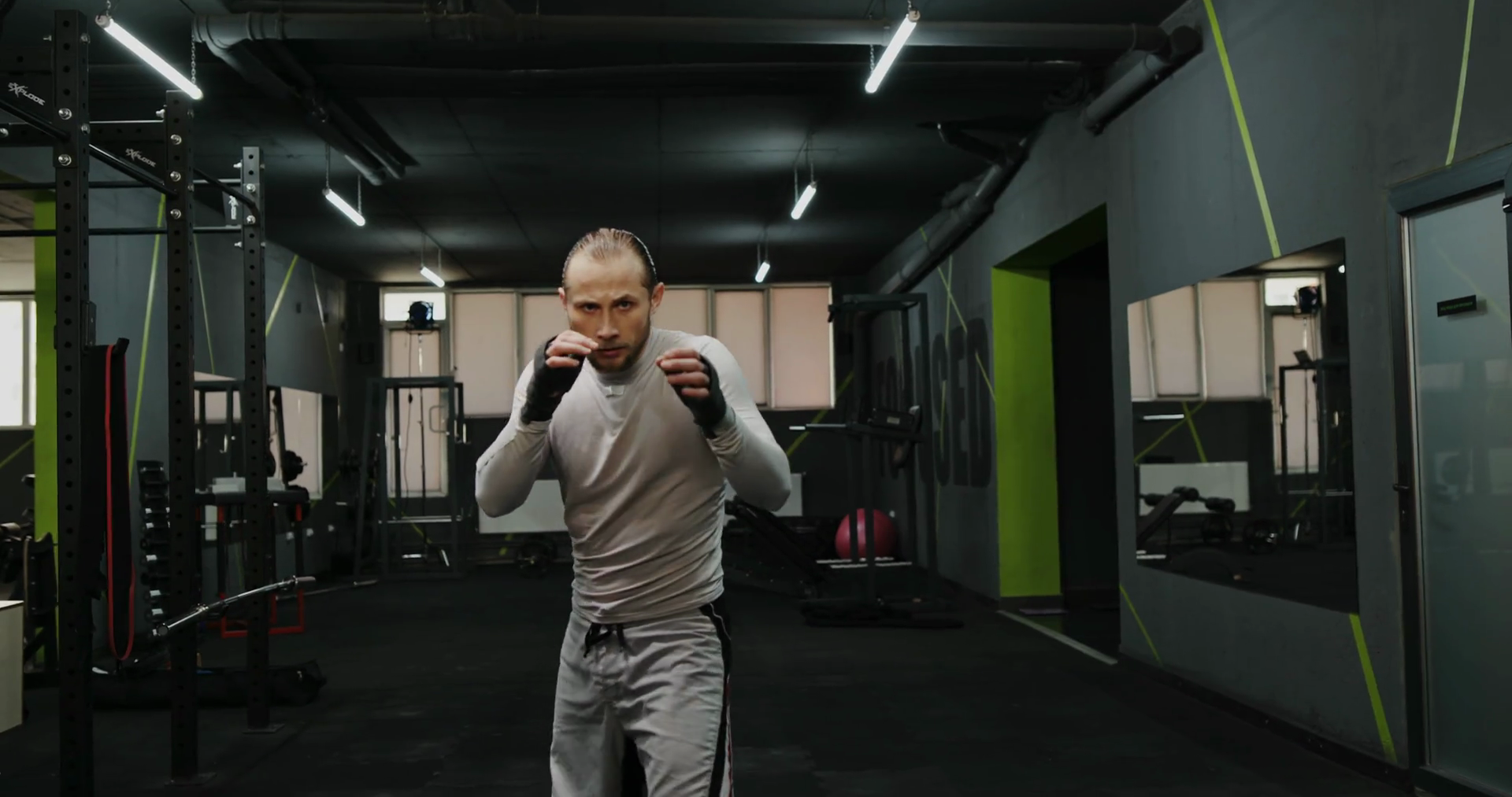 Strong Fighter Practicing Kicks In Gym Stock Footage SBV-347669174 ...