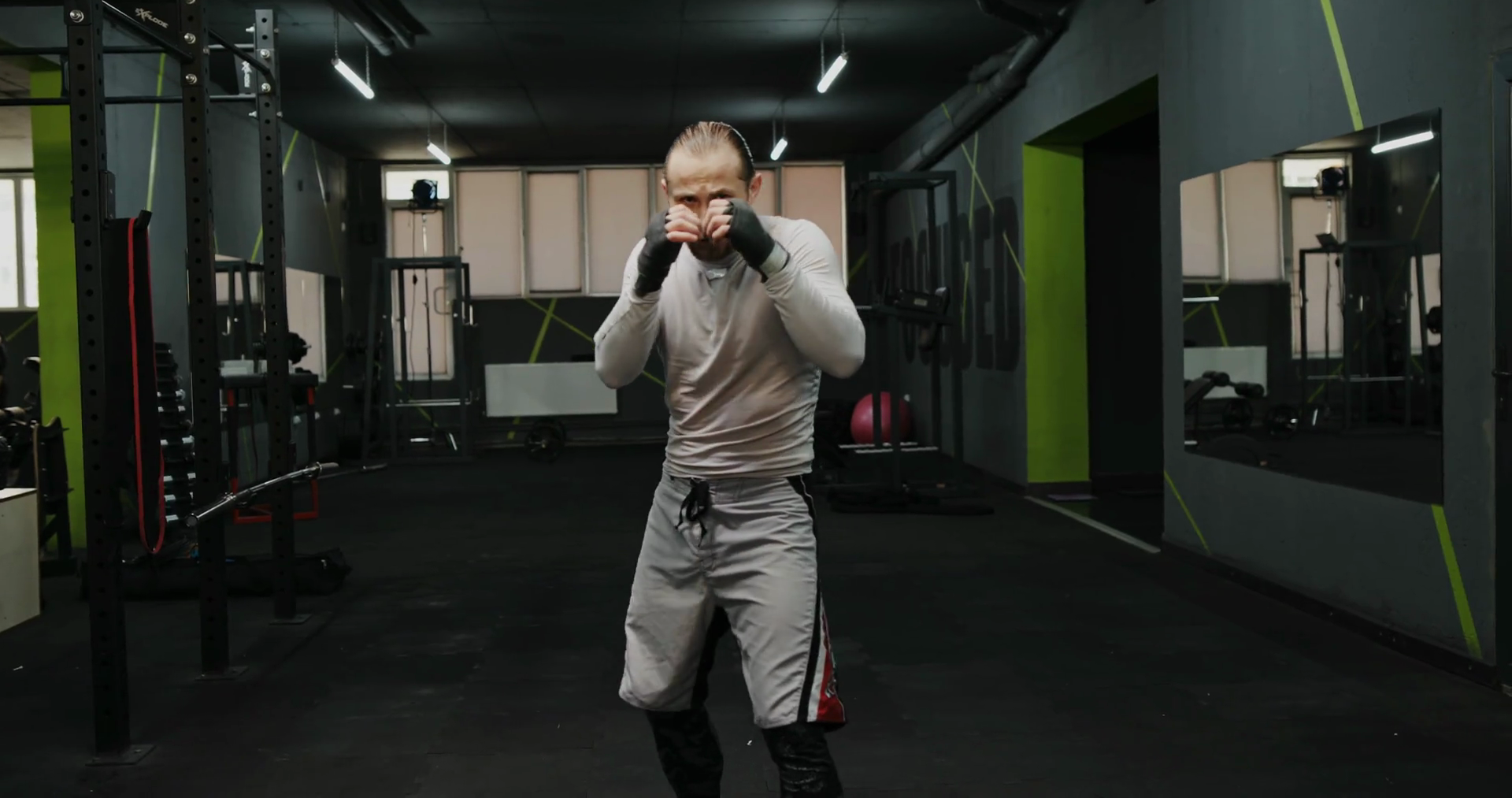 Muscular Fighter Jumping During Training Stock Footage SBV-347672257 ...
