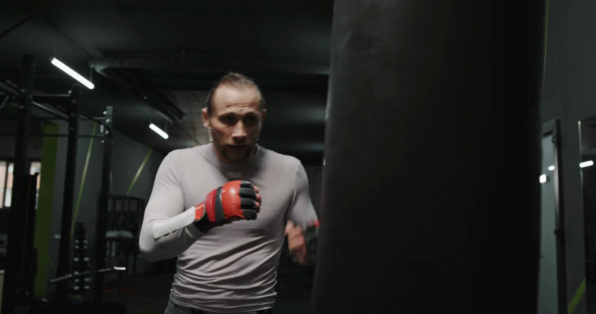 Energetic Boxer Punching Bag In Gym Stock Footage SBV-347664830 ...