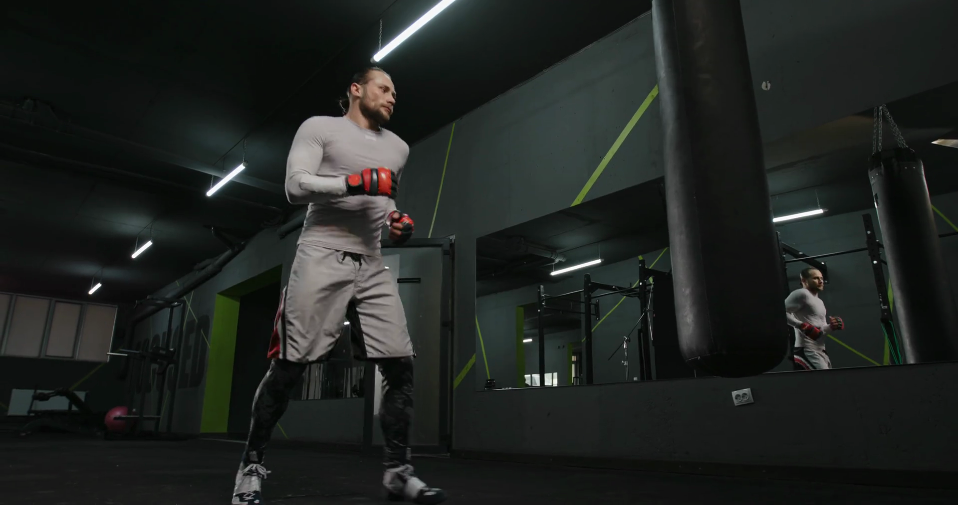 The Kickboxer Is Actively Training Strikes Stock Footage SBV-347666307 ...