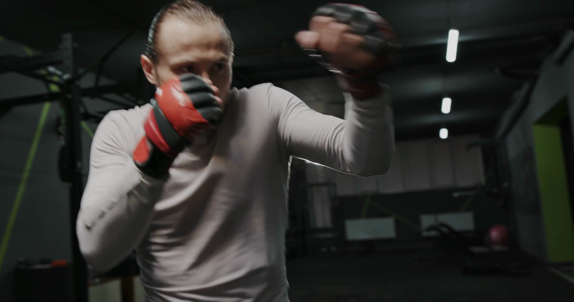 Concentrated Fighter Punching Bag In Gym Stock Footage SBV-347659735 ...