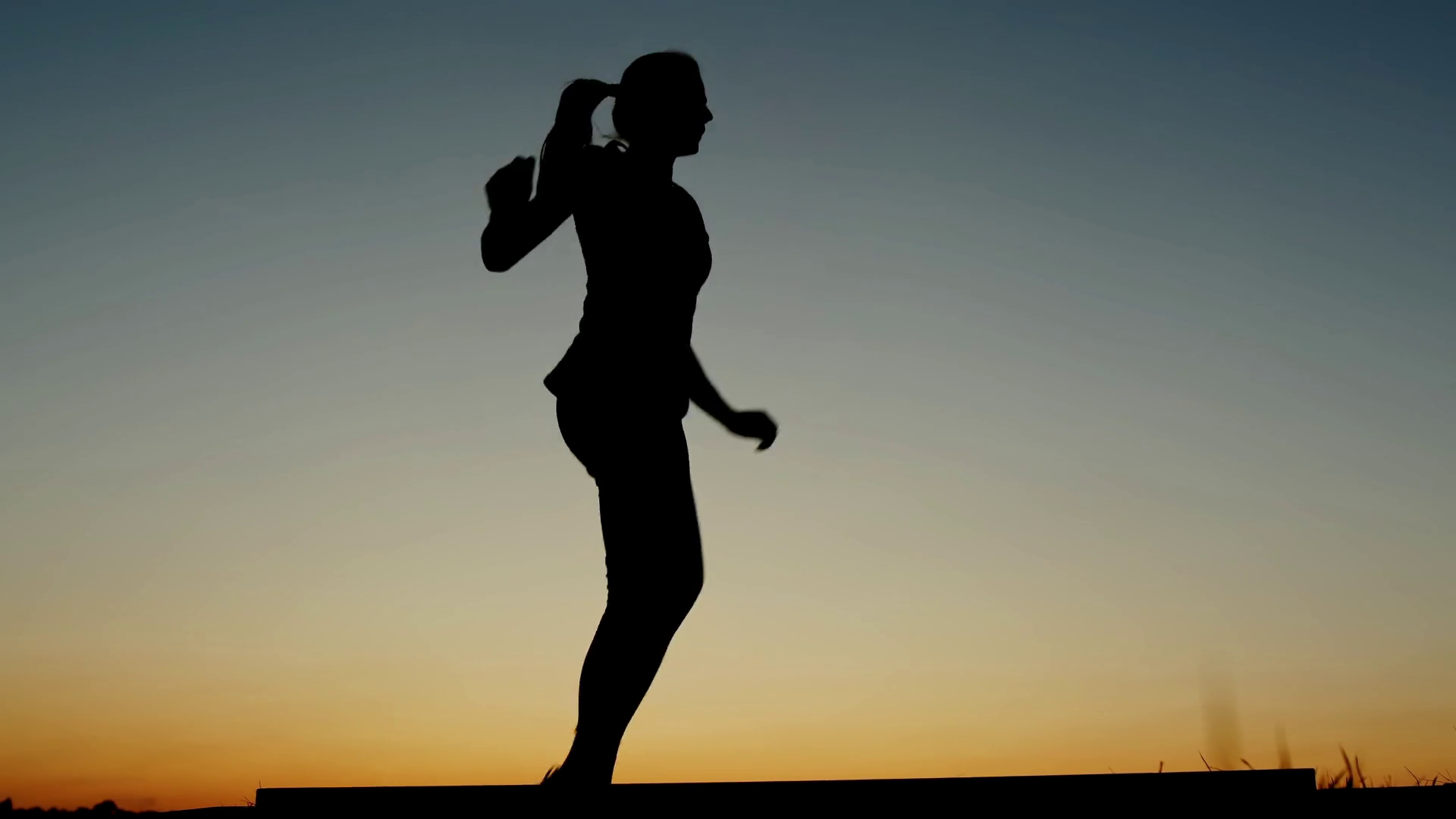 Slim Woman Jumping Training Alone During Stock Footage SBV-347652639 ...