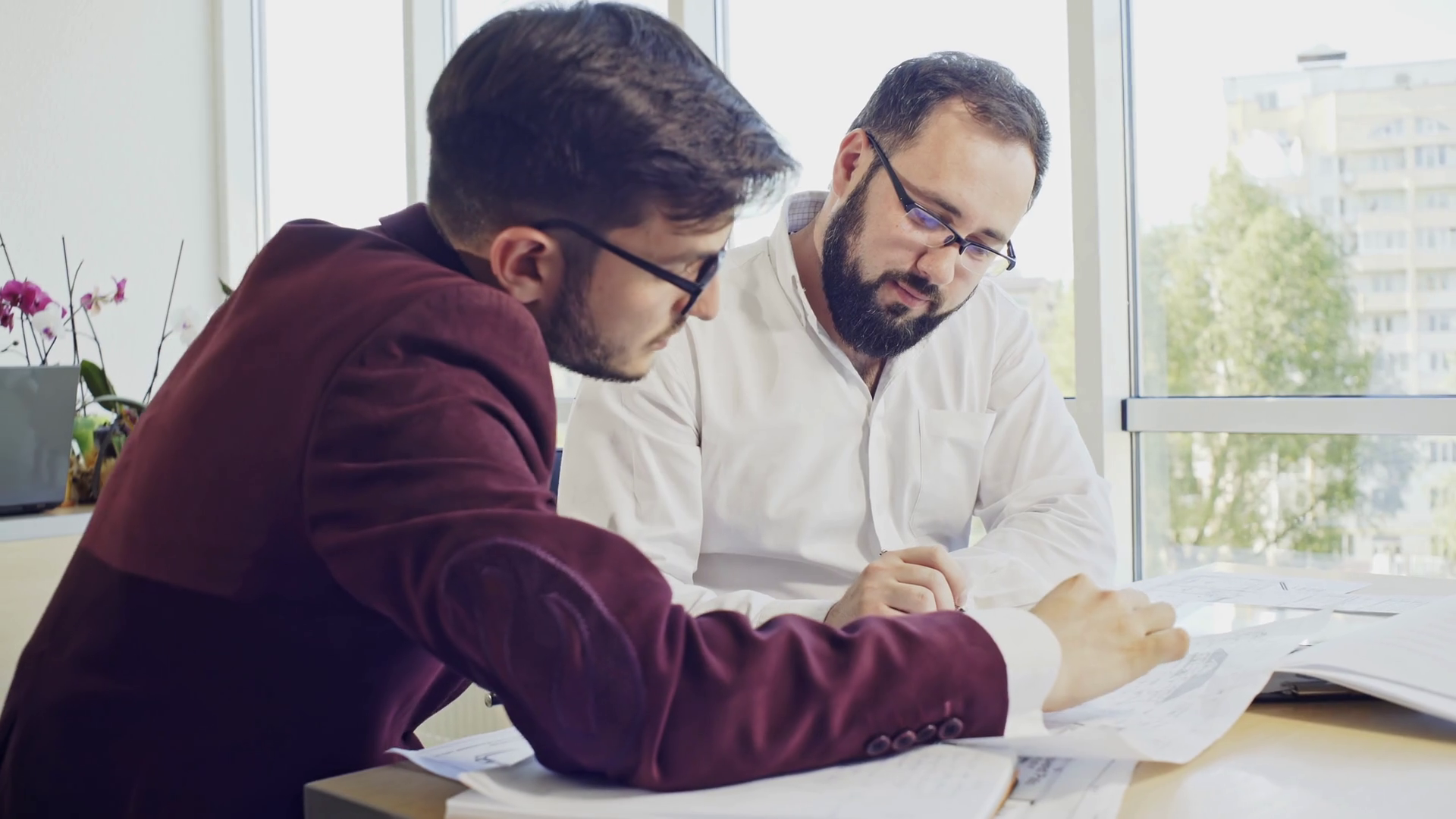 Men Cooperating With New Business Plan Stock Footage SBV-347658681 ...