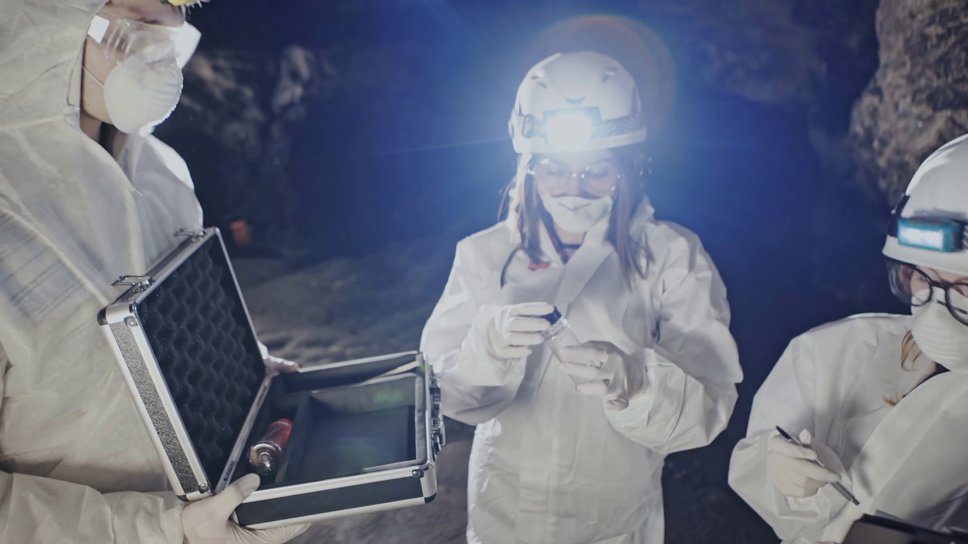 Group Of Scientists Taking Samples Inside Stock Footage SBV-347670251 ...