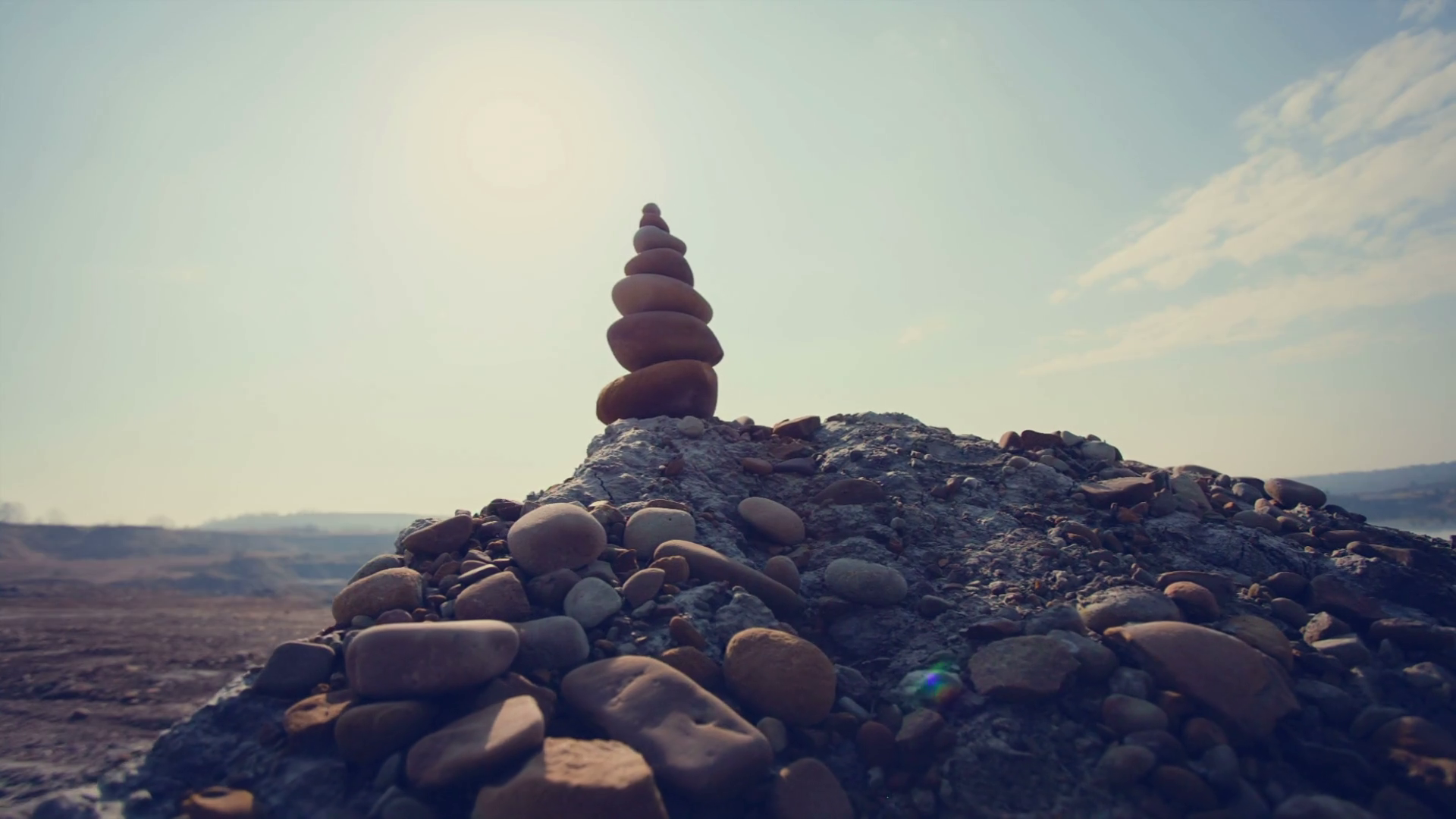 Dolly Motion: Stones Pyramid On Sand Stock Footage SBV-347652749 ...