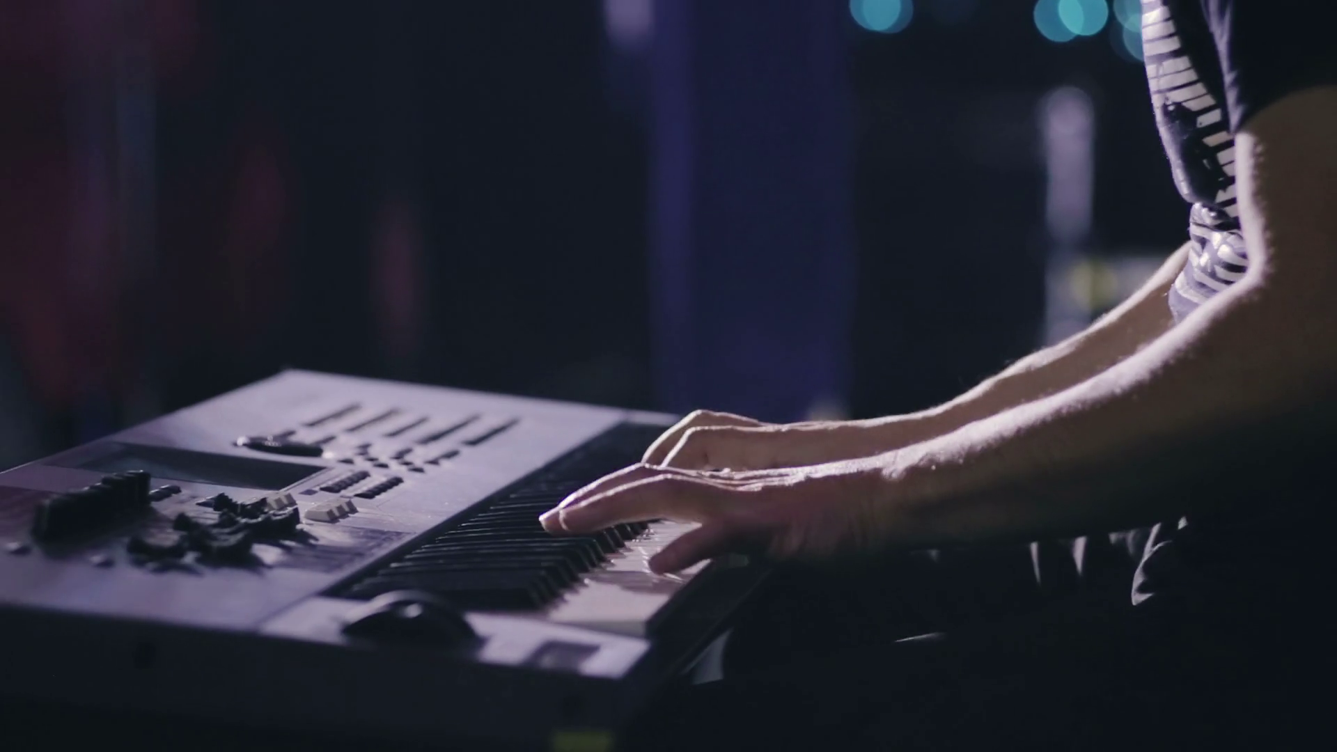 Female Keyboards Player On Stage During Stock Footage SBV-347655125 ...
