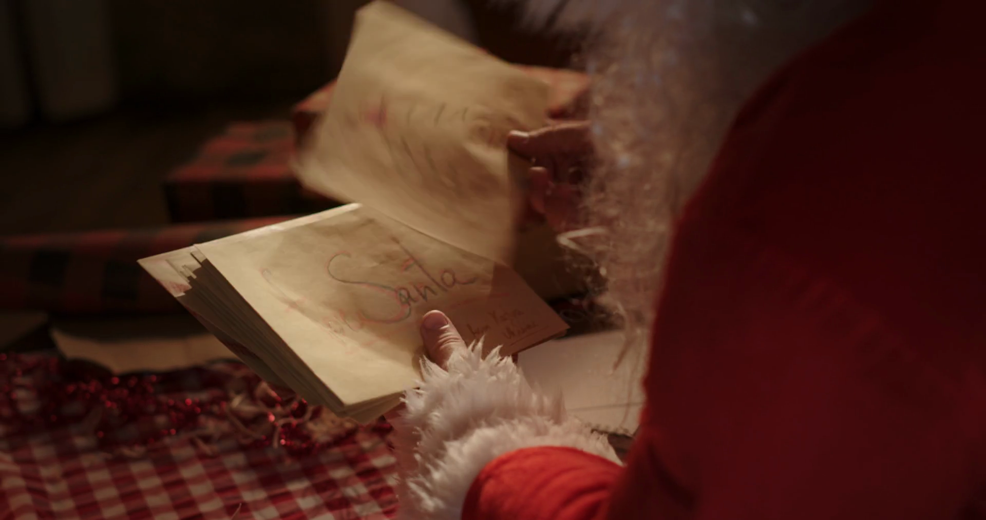 Anonymous Santa Claus Examining Letters Stock Footage SBV-347678604 ...