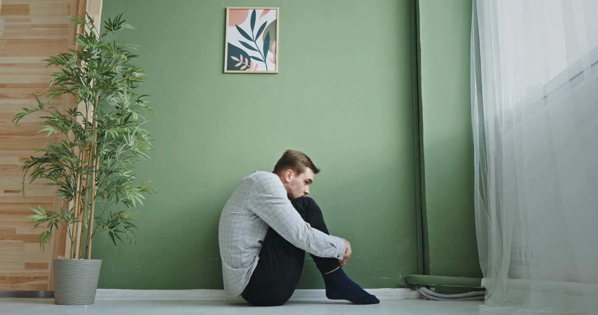 Anxious Man Embracing Knee Shaking Side View Stock Footage SBV ...