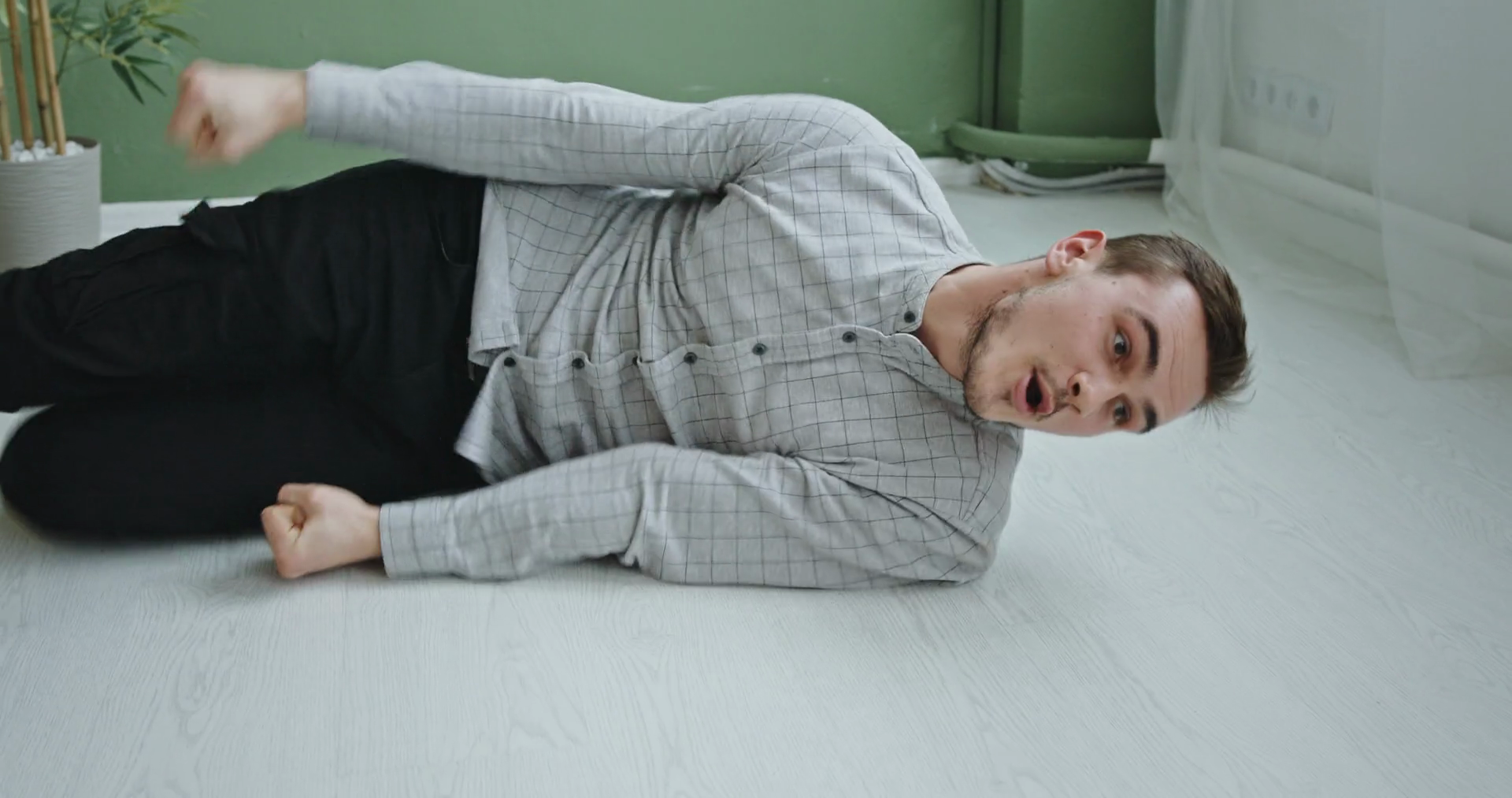 Active Nervous Man Moving On Floor Anxious Stock Footage SBV-347715083 ...