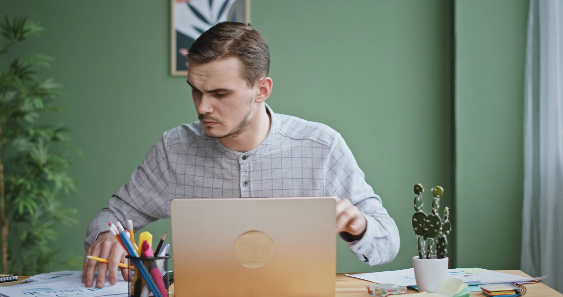 Man Doing Paperwork Working At Home Stock Footage SBV-347680573 ...