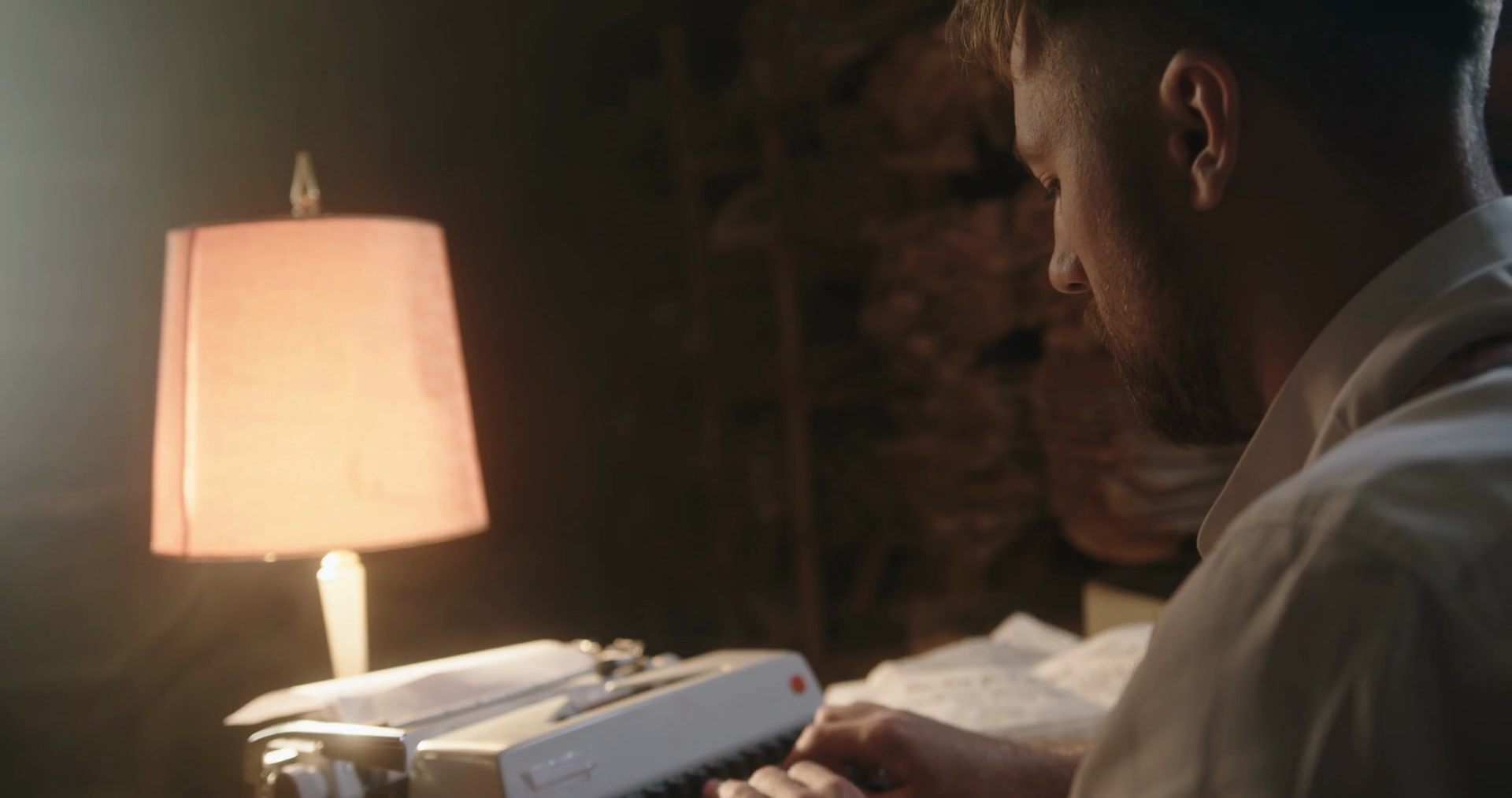Man Using Typewriter In Retro Office Stock Footage SBV-348516279 ...