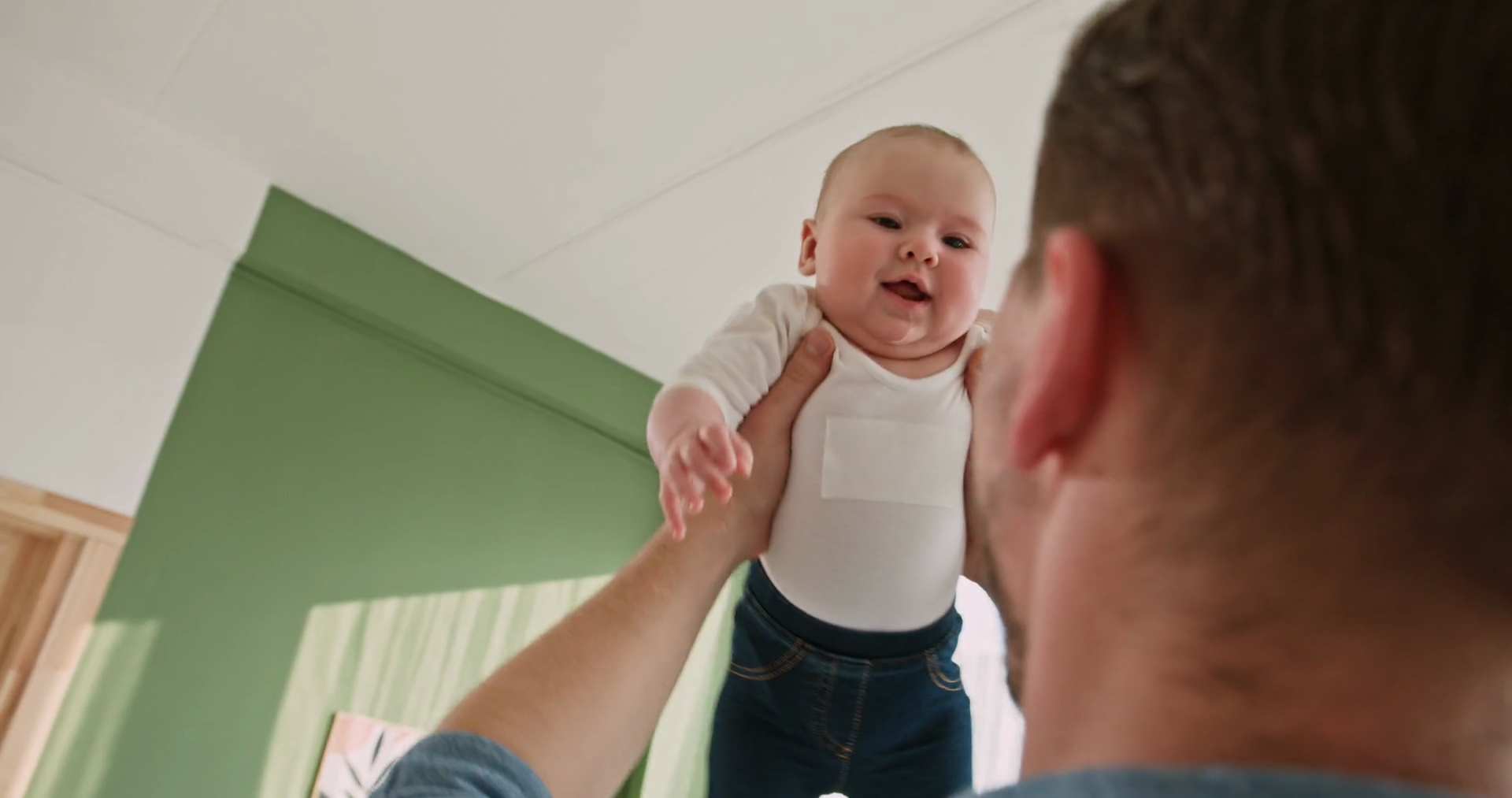 Father Raising Joyful Baby In Air With Love Stock Footage SBV-348897064 ...