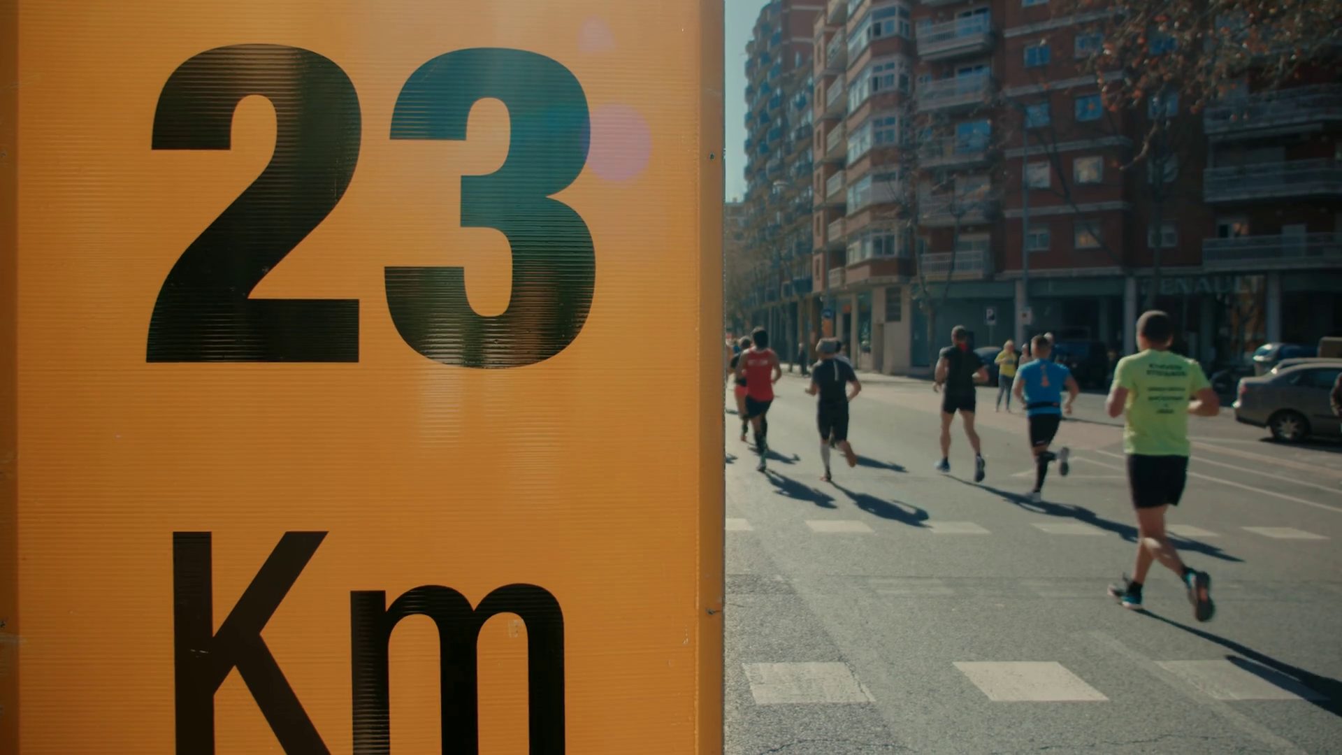 Marathon Runners 23 Kilometer Sign At Sport Stock Footage SBV-348727244 ...