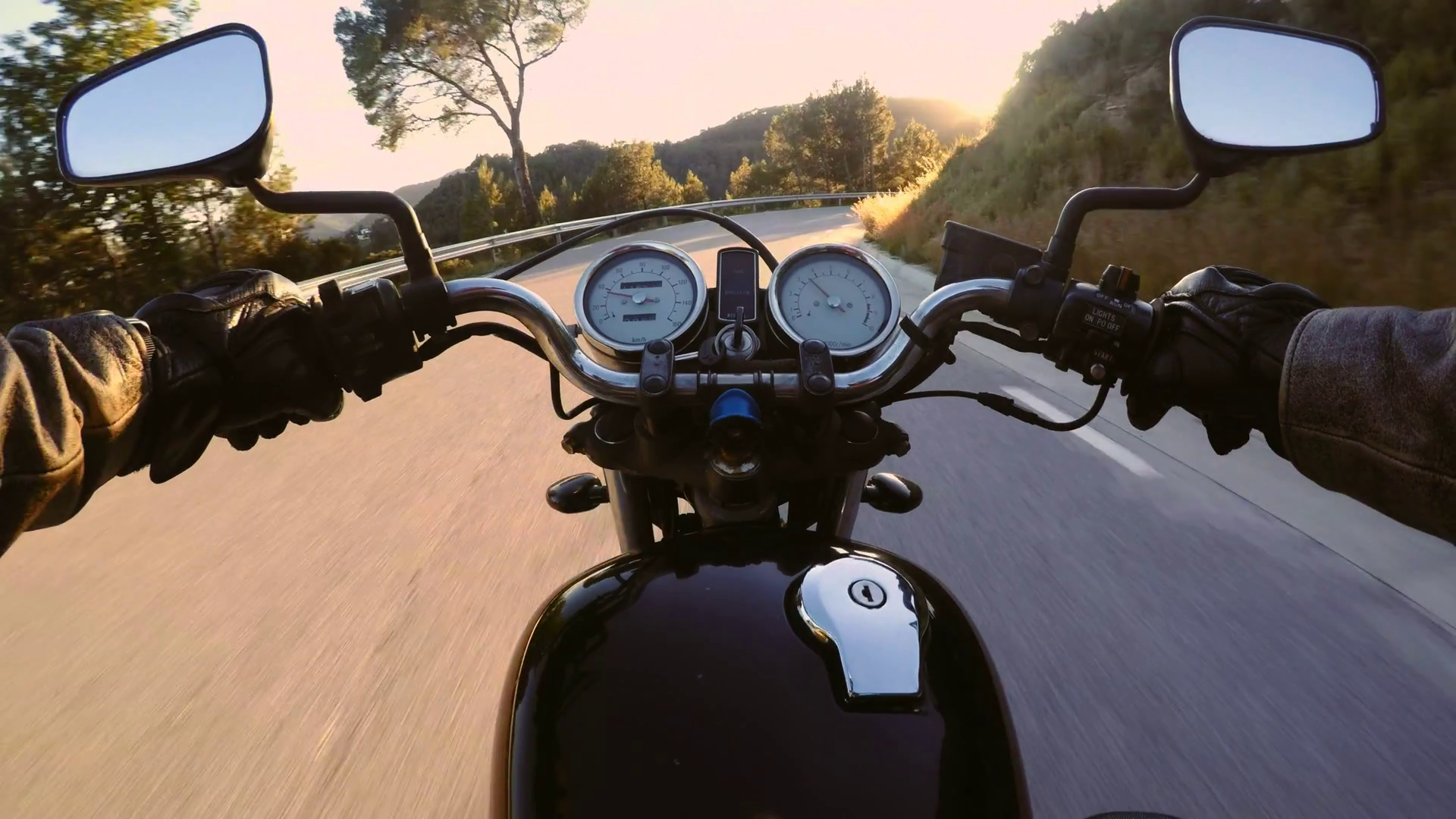 Motorcycle Driver Cruising Through Scenic Stock Footage SBV-314854432 ...