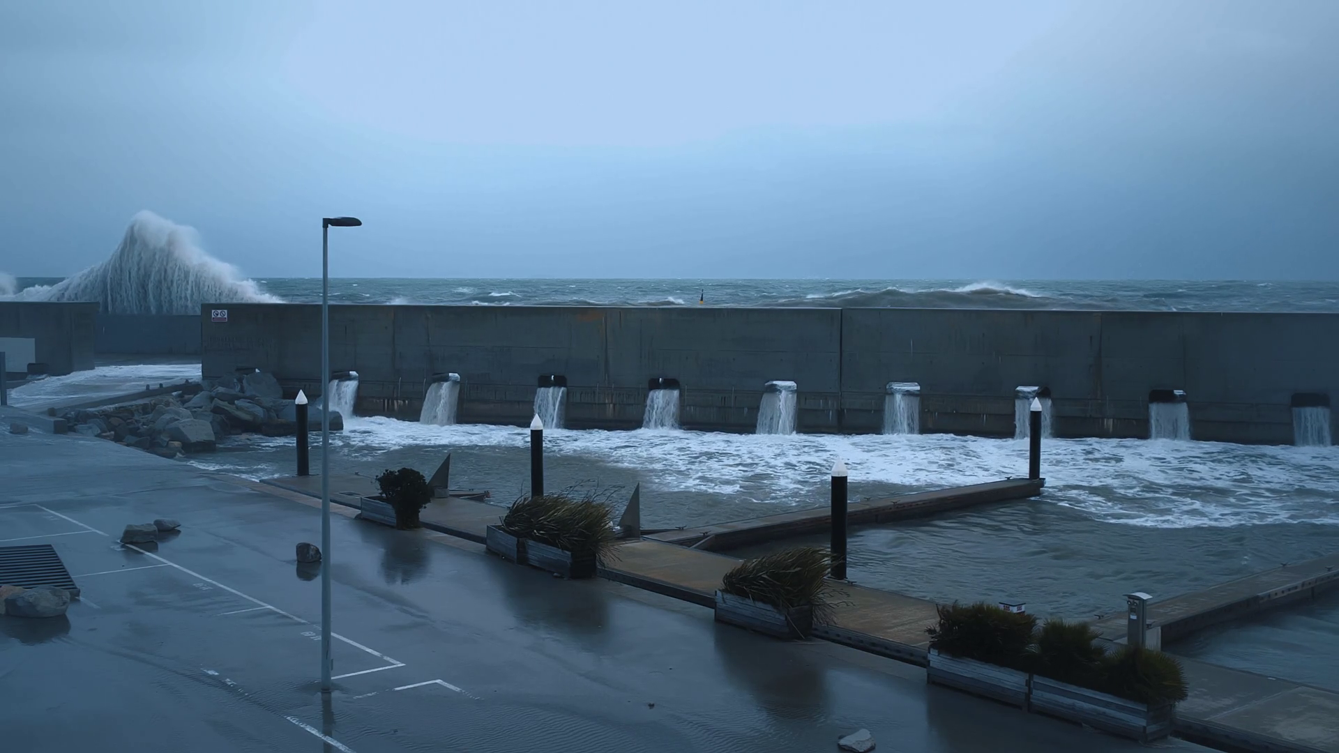 View On Strong Storm In Sea From Marina On Stock Footage SBV-312365723 ...