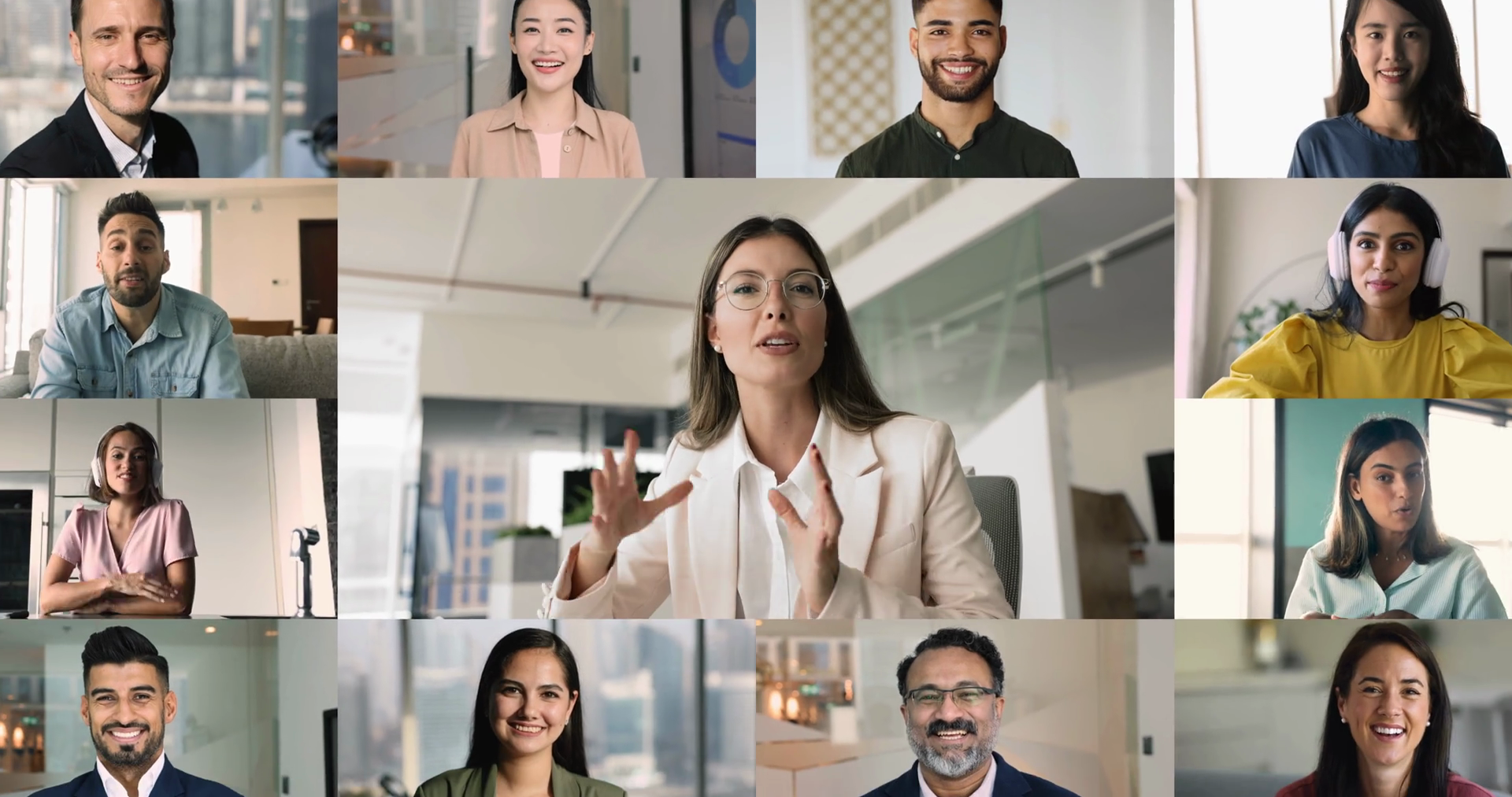 Zoom Out Collage Diverse People Talking On Stock Footage SBV-353323421 ...