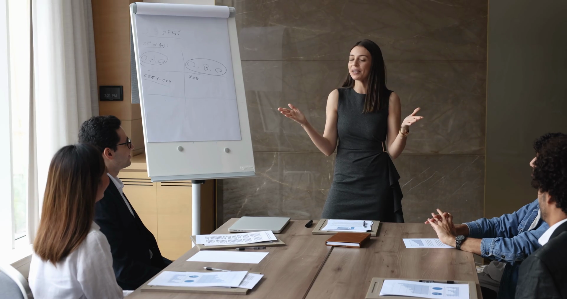 Female Boss Makes Final Speech Finishing Stock Footage SBV-348386222 ...