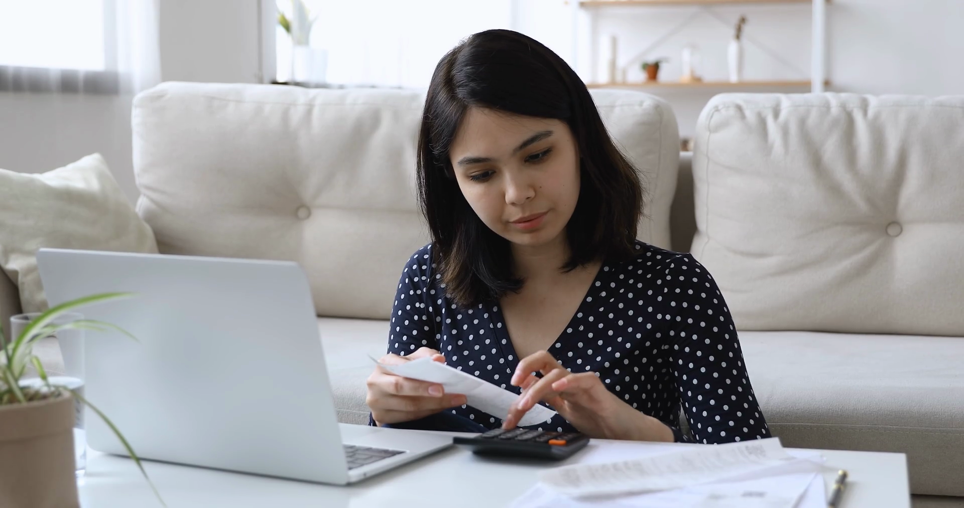 Focused Young Woman Managing Online Payments Stock Footage SBV ...
