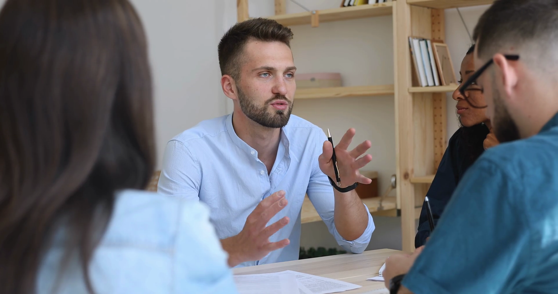 Diverse Team Attentively Listening To Stock Footage SBV-338181222 ...