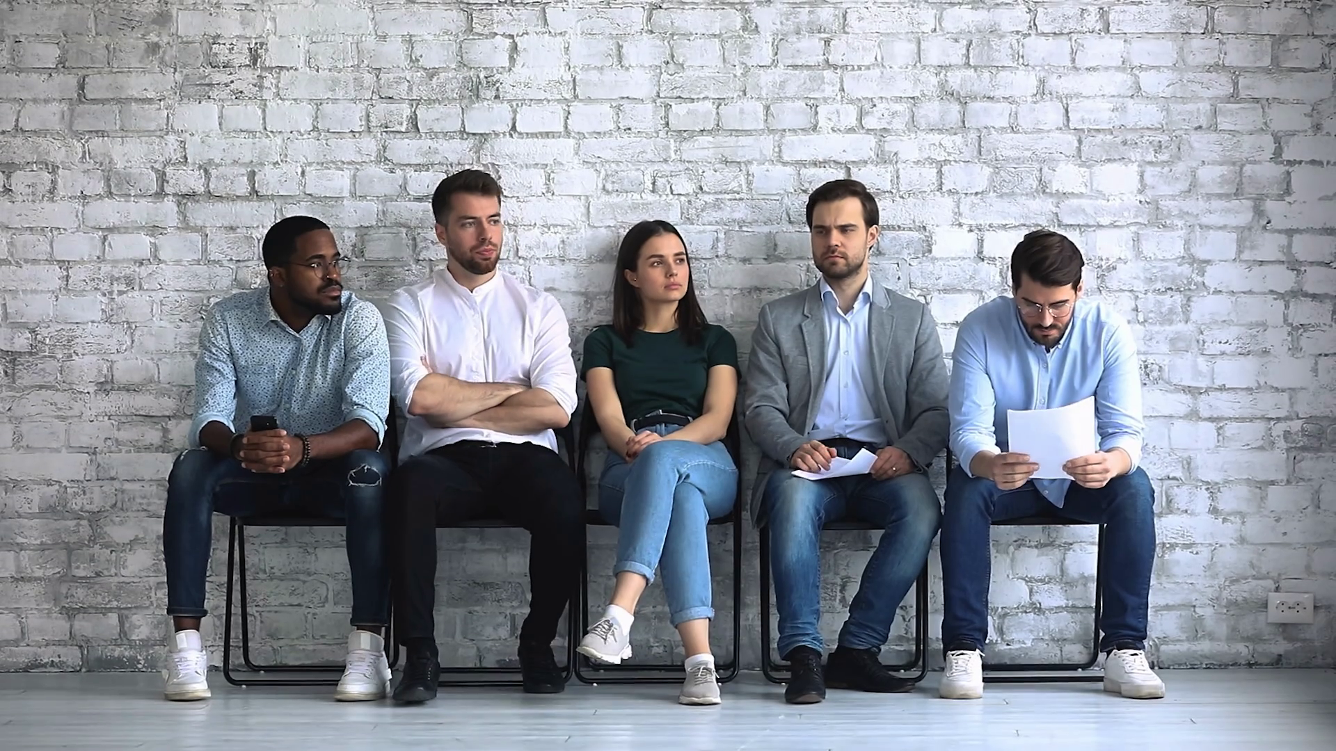 Serious Young Job Applicants Feeling Nervous Stock Footage SBV ...