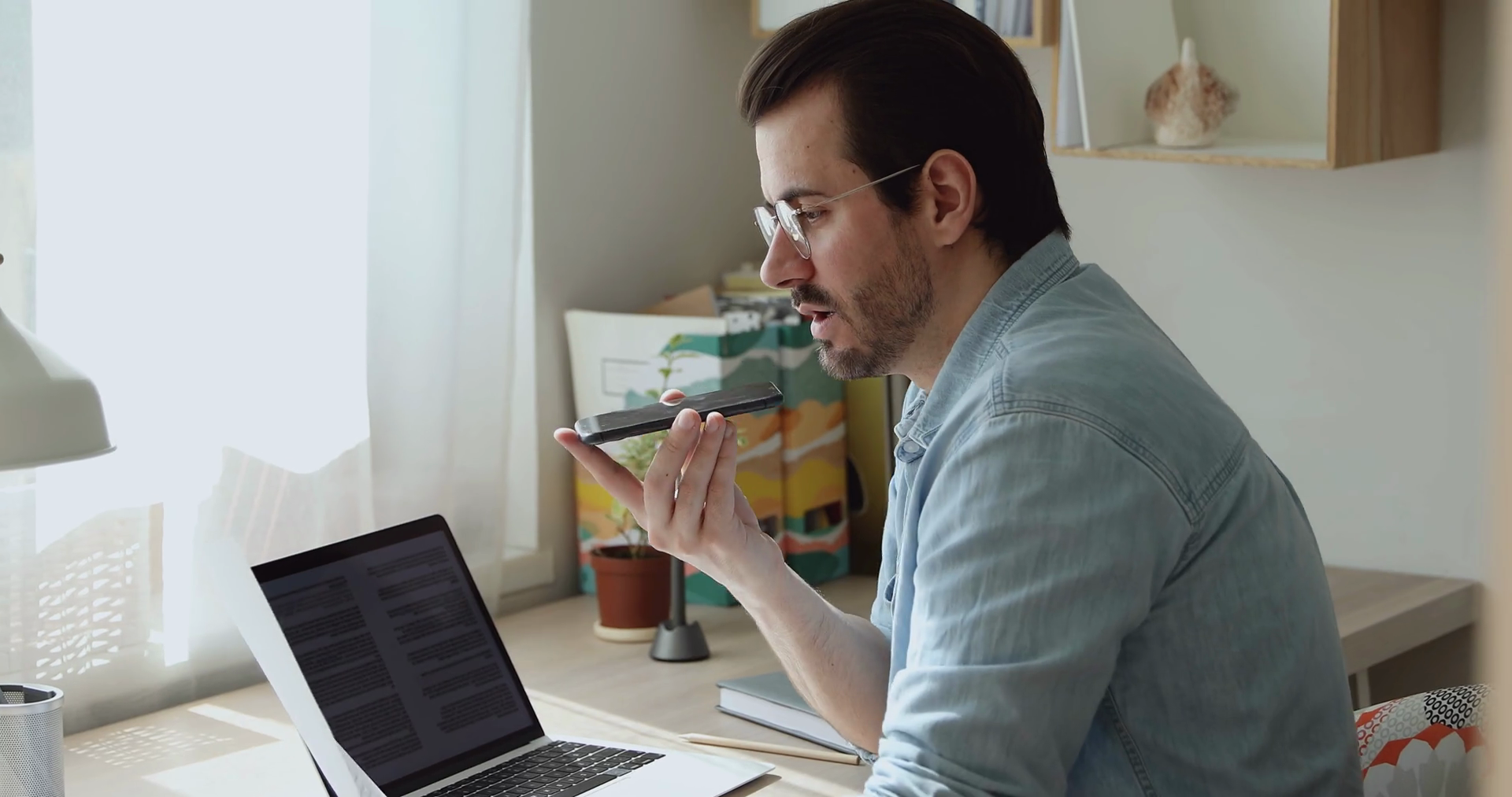 Smiling Young Male Employee Recording Audio Stock Footage SBV-338834334 ...