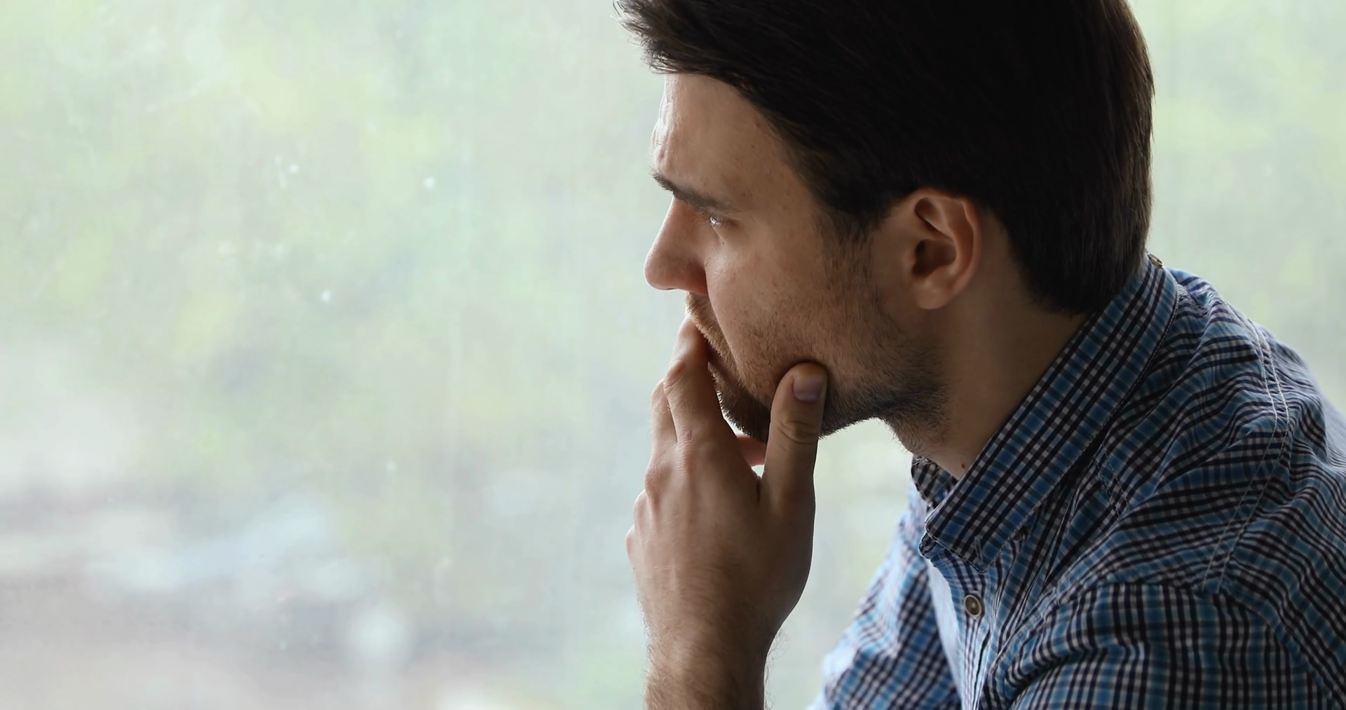 Anxious Young Man Gazing Out Window Stock Footage SBV-338785786 ...