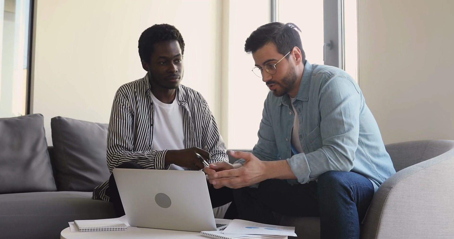 Young Intern Consulting With Professional Stock Footage SBV-338161965 ...