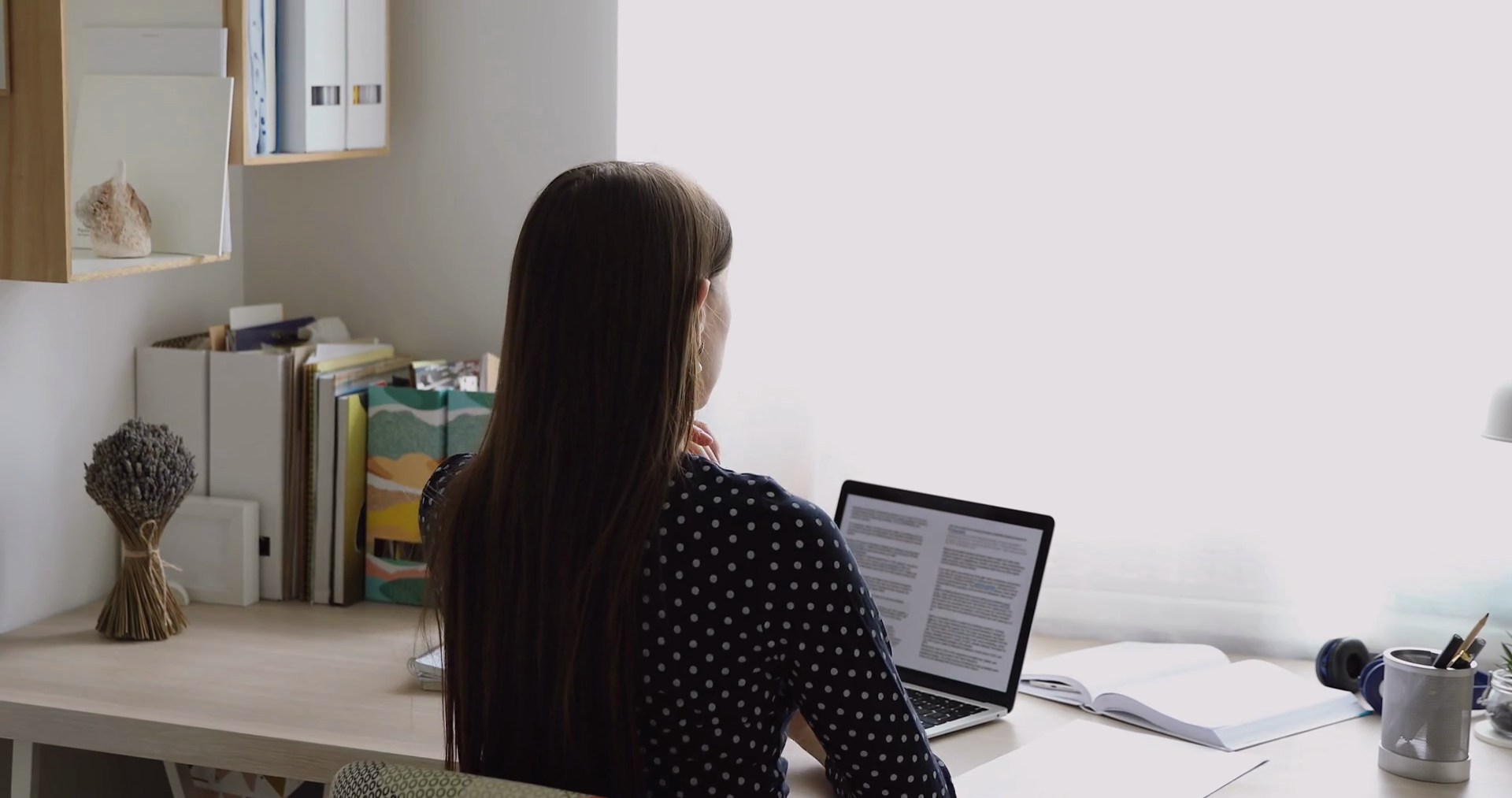 Young Tired Woman Relaxing Finishing Study Stock Footage SBV-338834340 ...