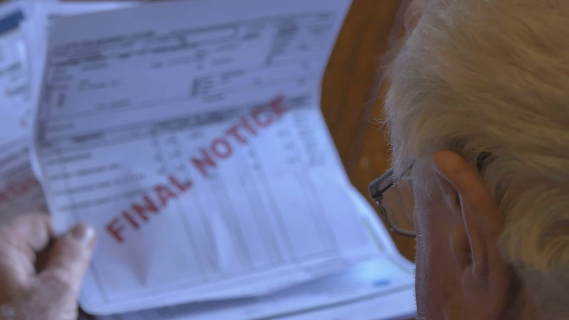 Retired Old Man Looking At Overdue Bills On Stock Footage SBV-309258144 ...