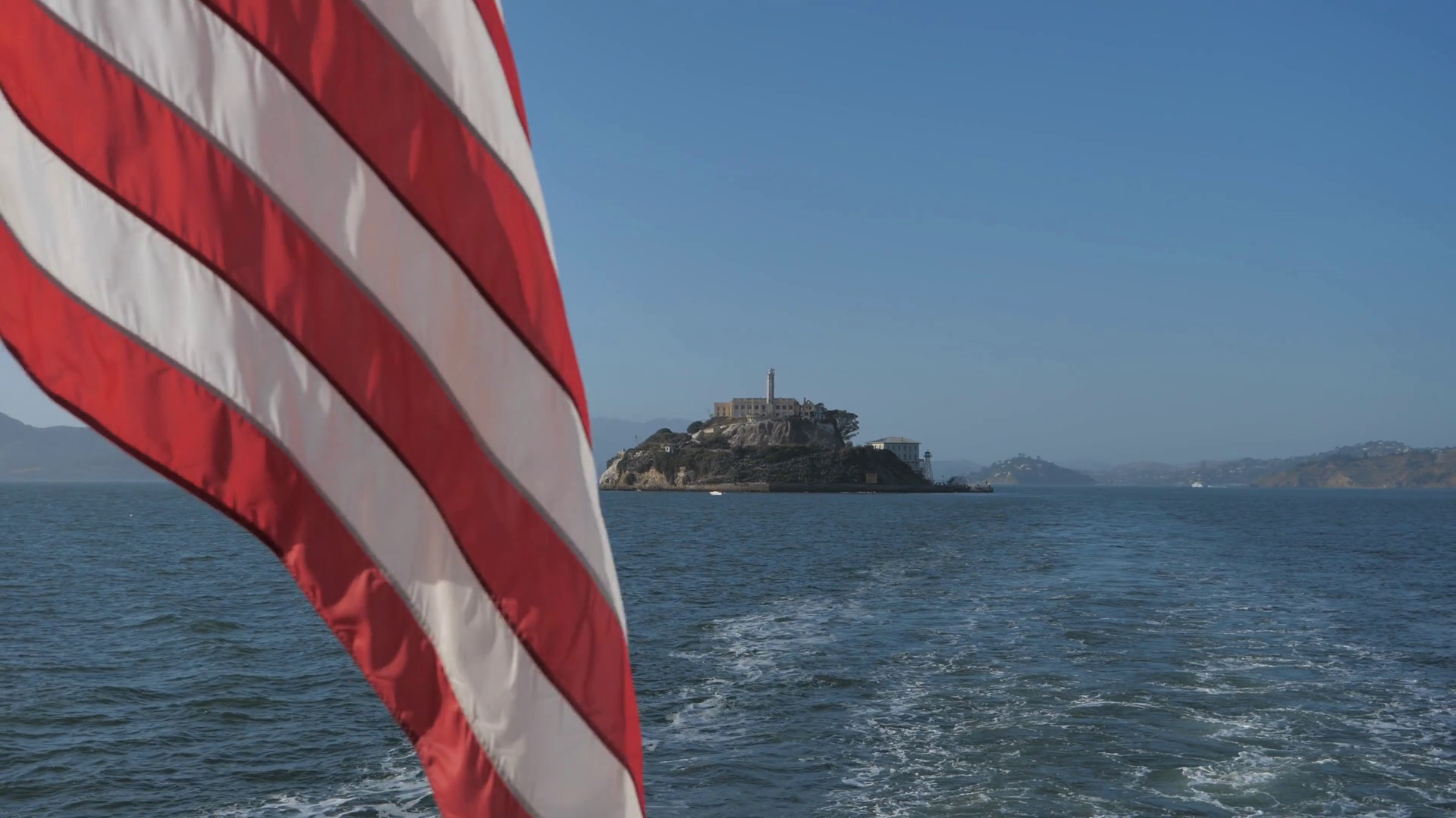 Alcatraz Island With American Flag In From Stock Footage SBV-338842490 ...