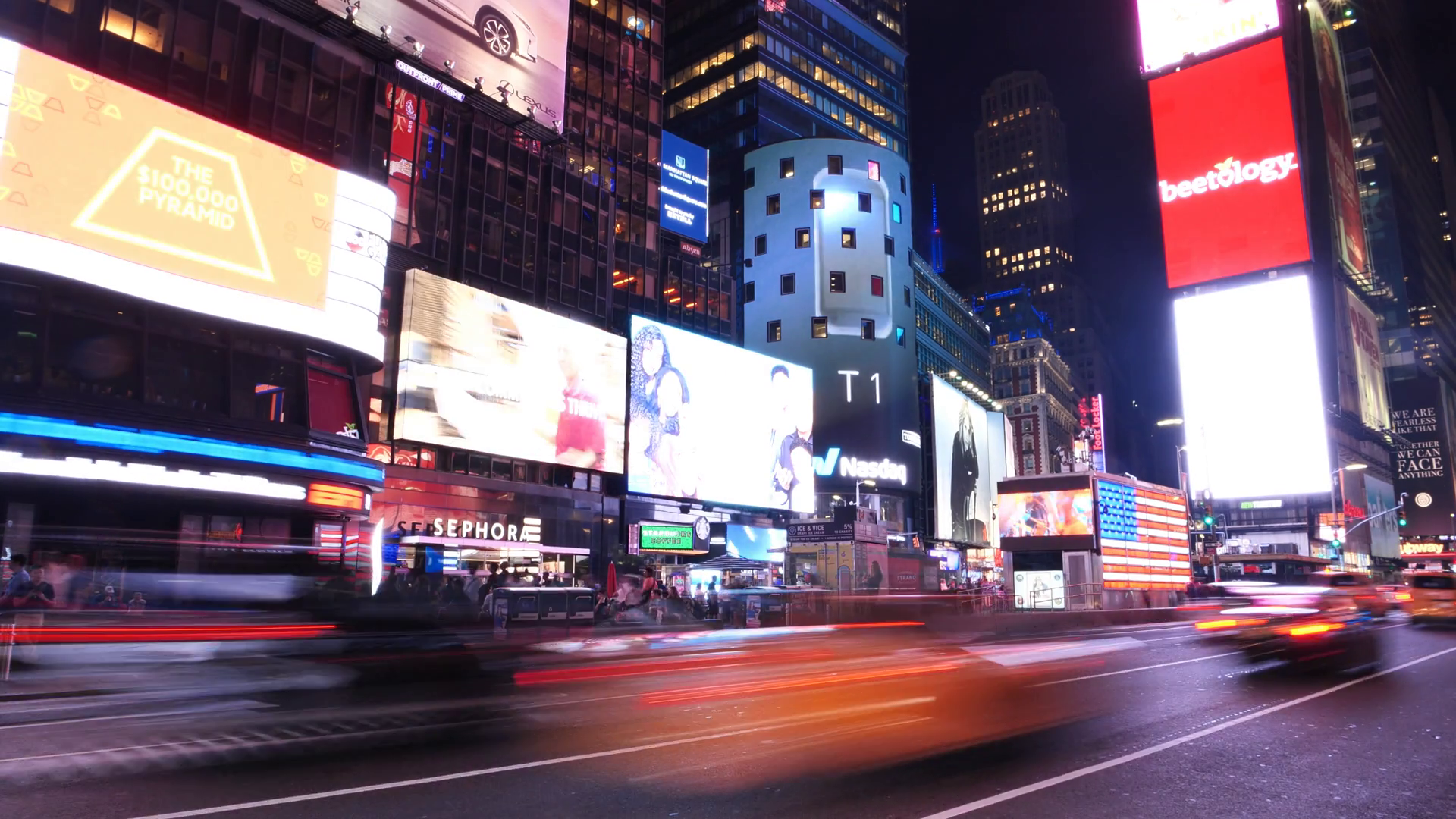 Times Square Night Traffic Cars New York Ny Stock Footage SBV-326727073 ...