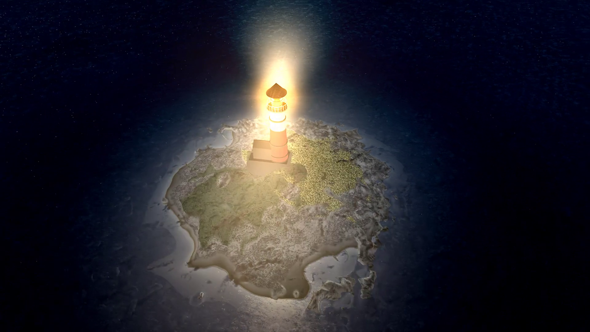 Lighthouse island nighttime view, route, ship, sea, light, signal ...