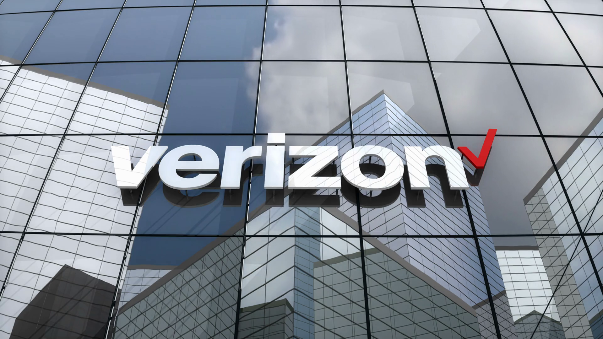 Editorial, Verizon logo on glass building. Motion Background 00:10 SBV ...