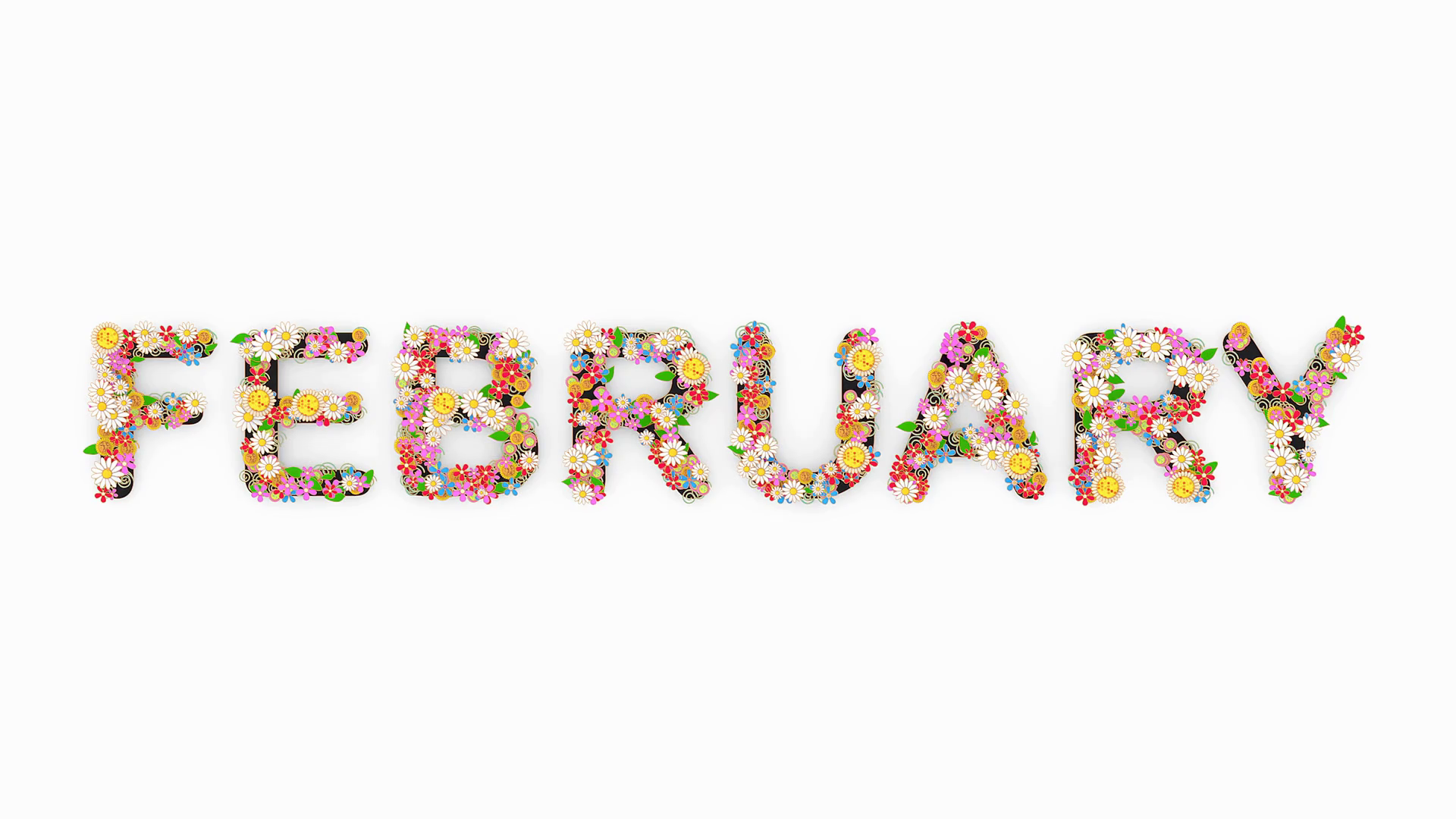 Floral Calendar Month Text Animation February Stock Motion Graphics SBV ...