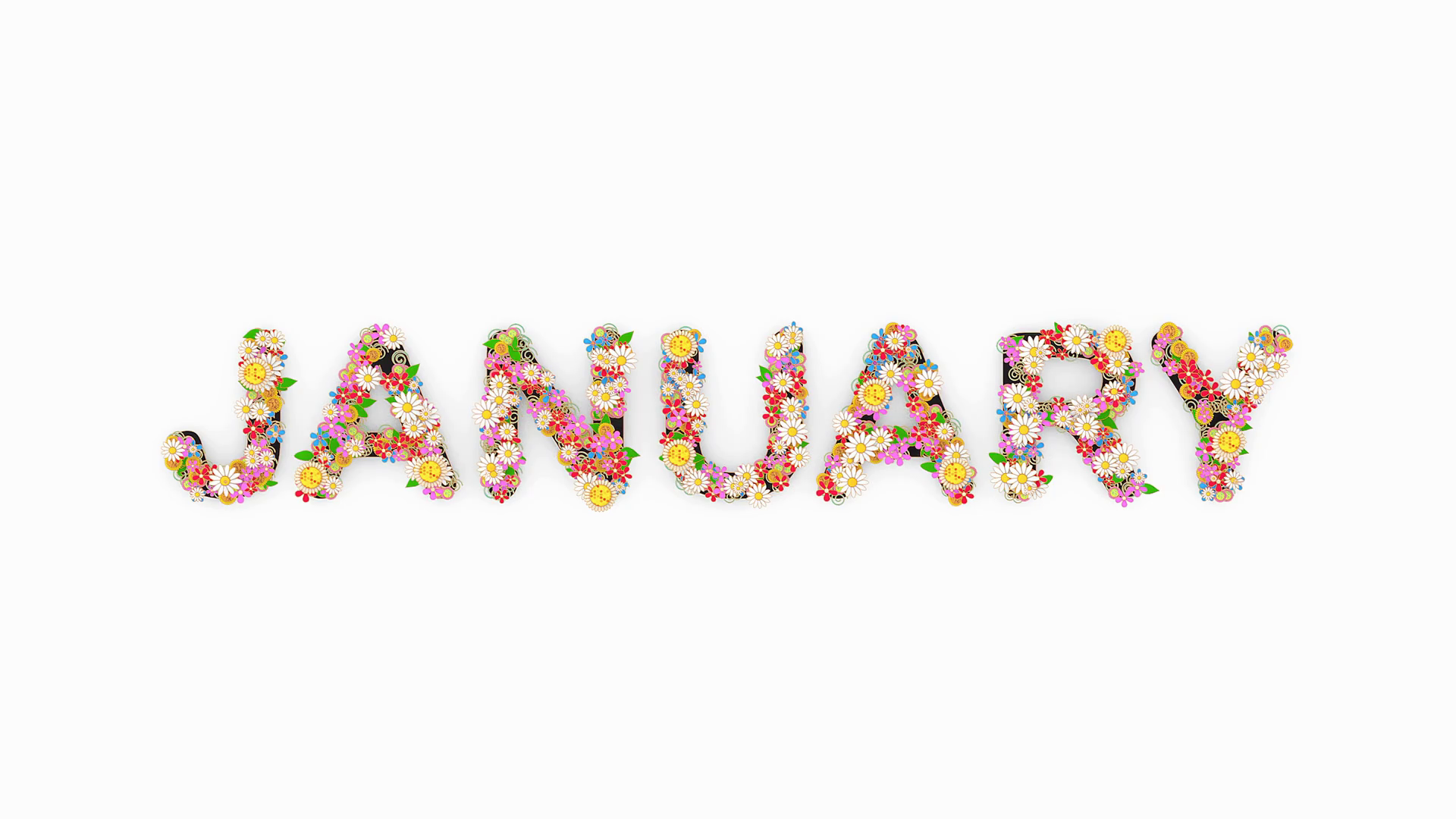 Floral Calendar Month Text Animation January Stock Motion Graphics SBV ...