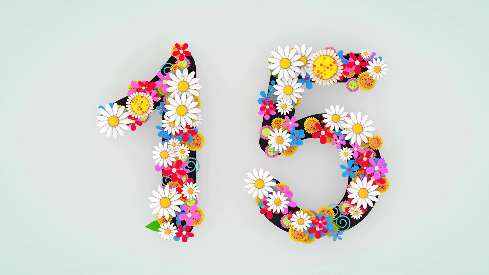 Numerical Digit Floral Animation 15 Stock Motion Graphics SBV-334636784 ...