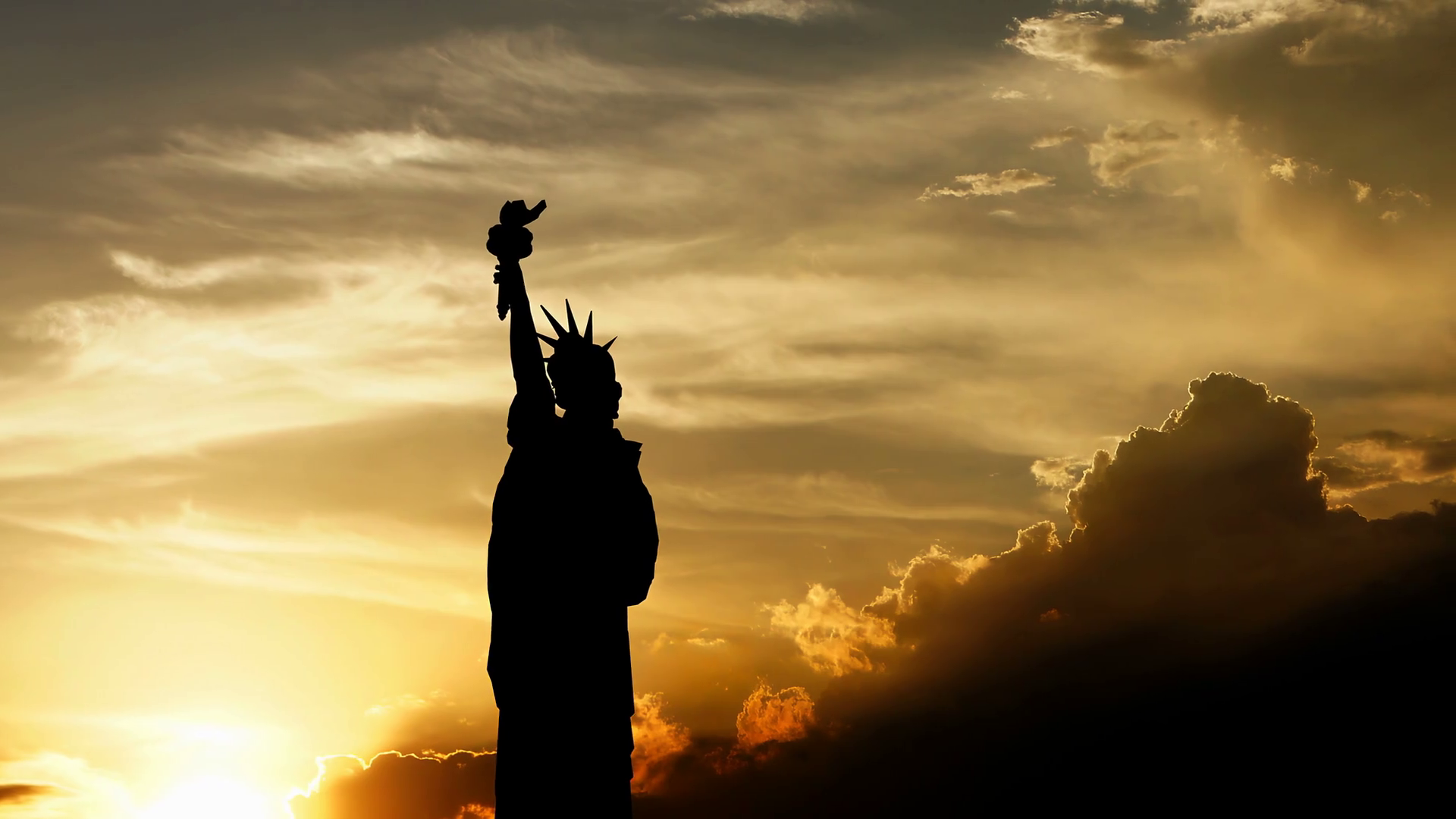 Statue Of Liberty Over Sunset 3d Animation Stock Motion Graphics SBV ...