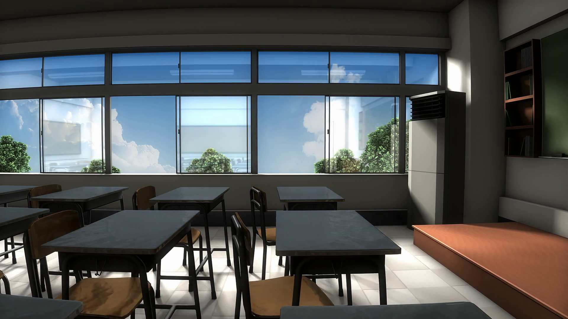 Window view of empty classroom Motion Background - Storyblocks