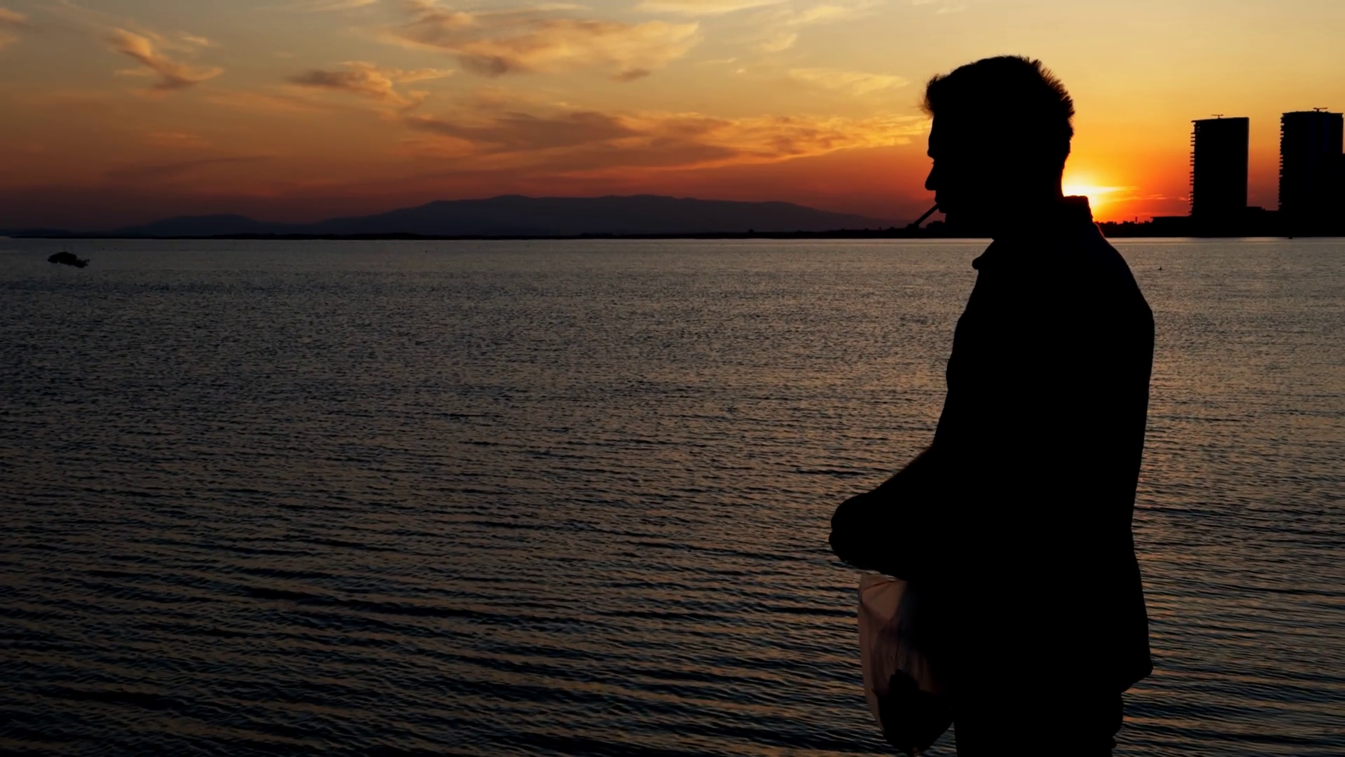 Man Silhouette Throwing Bread To Fishes In Stock Footage SBV-352173141 ...