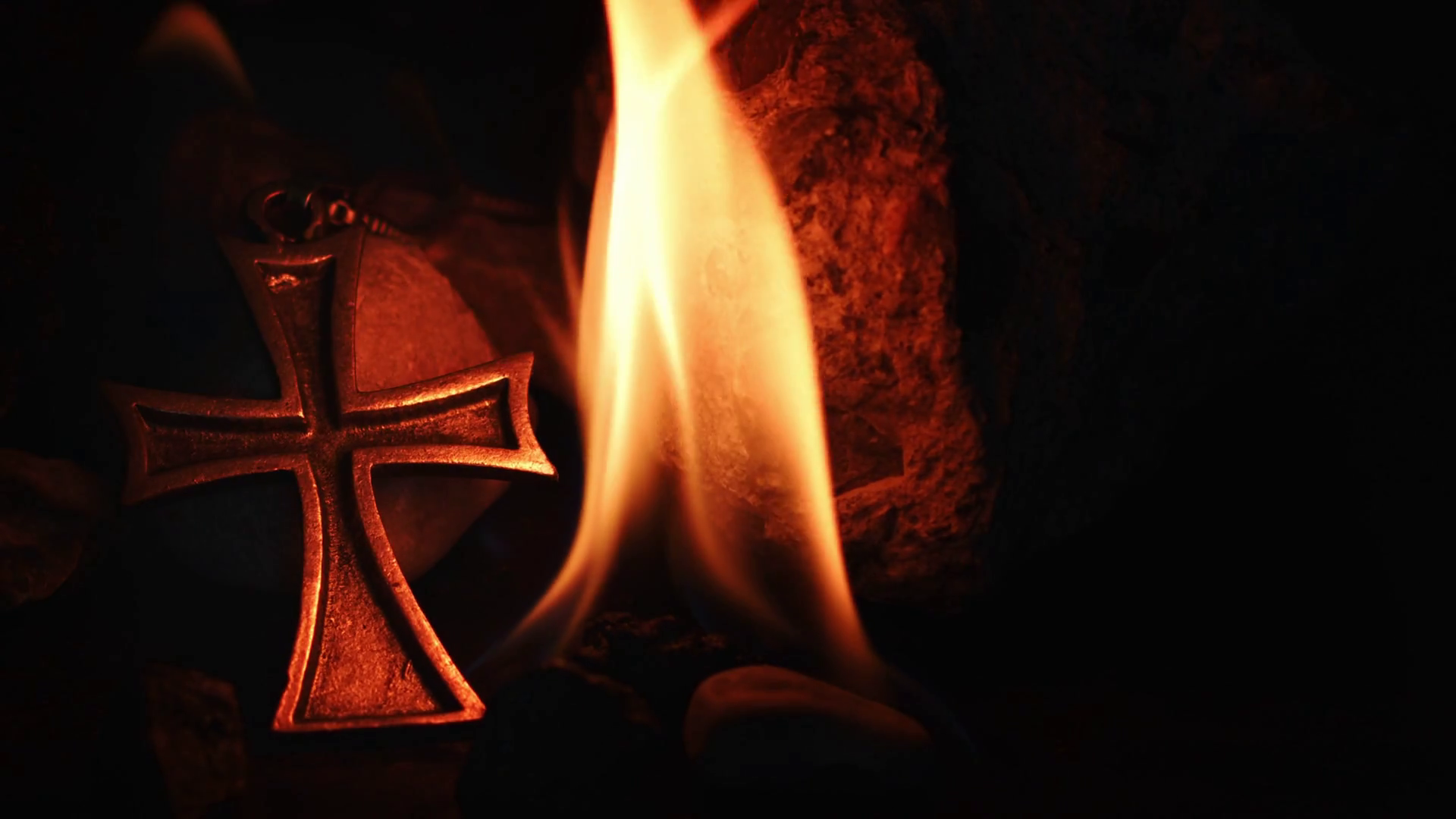 Christian Religion Symbol Cross On Fire Stock Footage SBV-348737585 ...