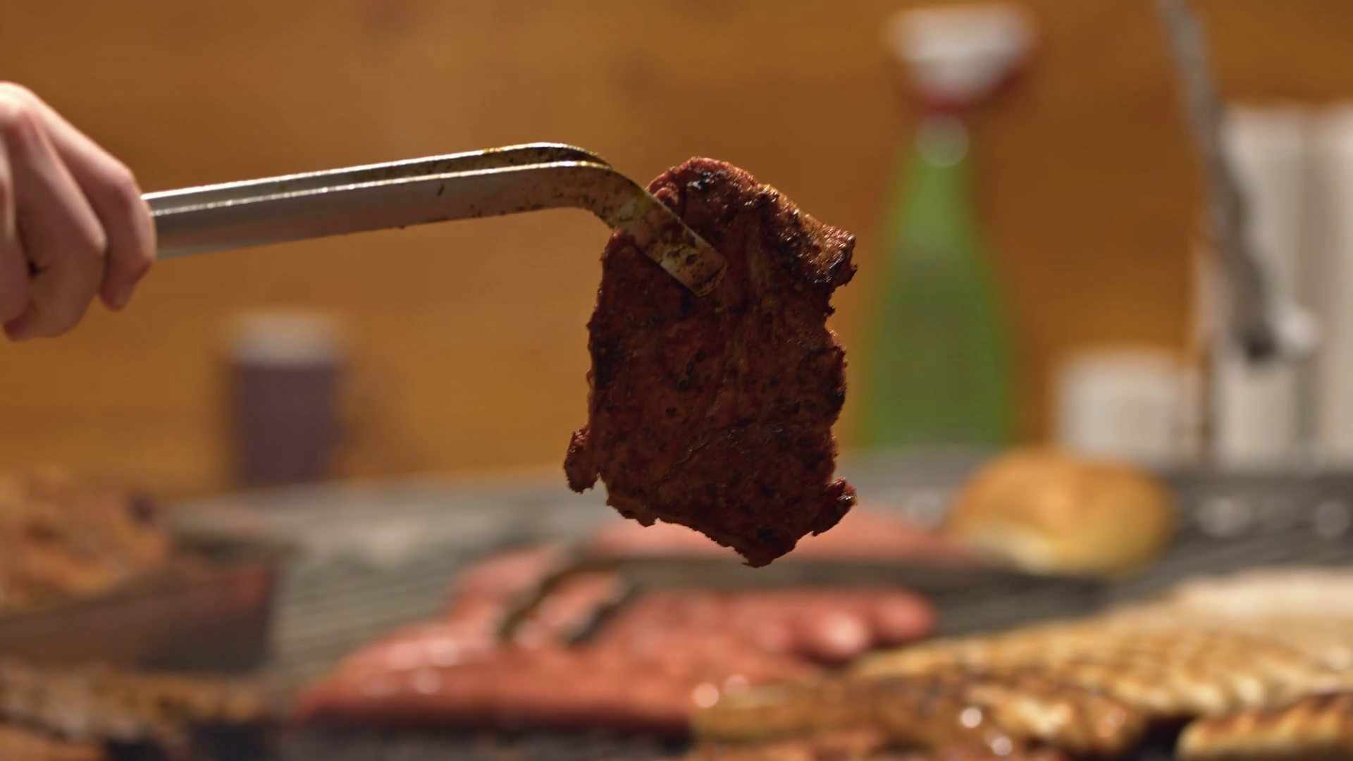 Pork Meat On Burning Wood Fire Barbecue 2 Stock Footage SBV-347314193 ...