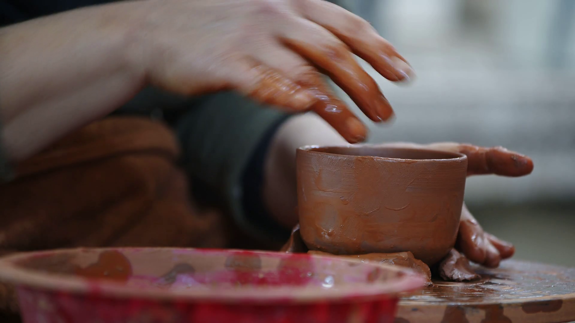 Working With Clay In Ceramic Workshop Stock Footage SBV-347415709 ...