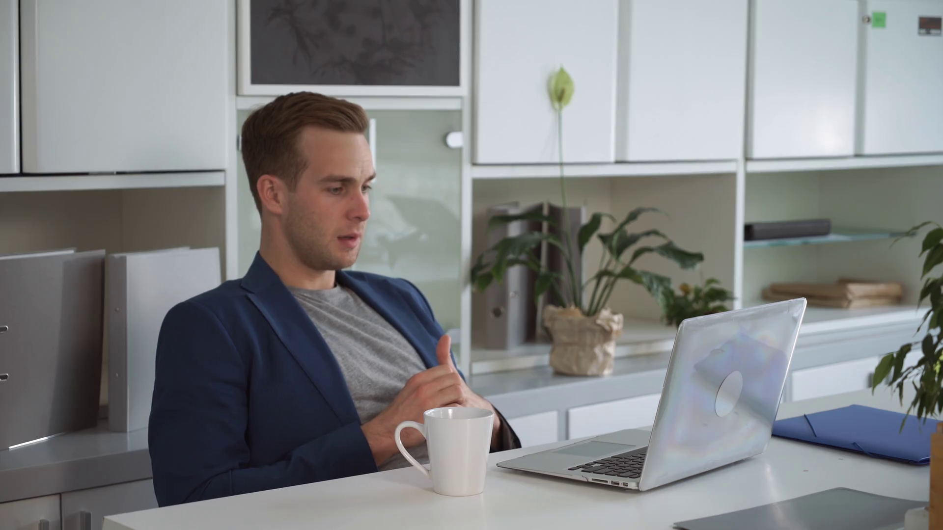 Man Has Video Call Meeting With Client In Stock Footage SBV-312507028 ...