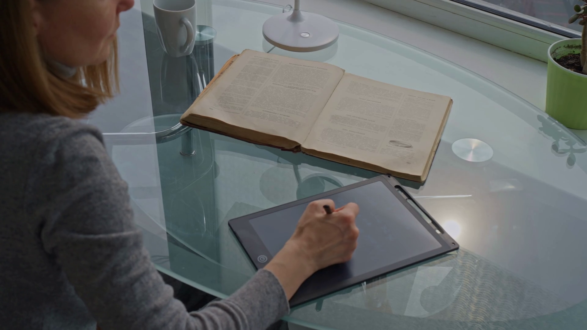 Smart Education Woman Reading Book Using Stock Footage SBV-347594755 ...