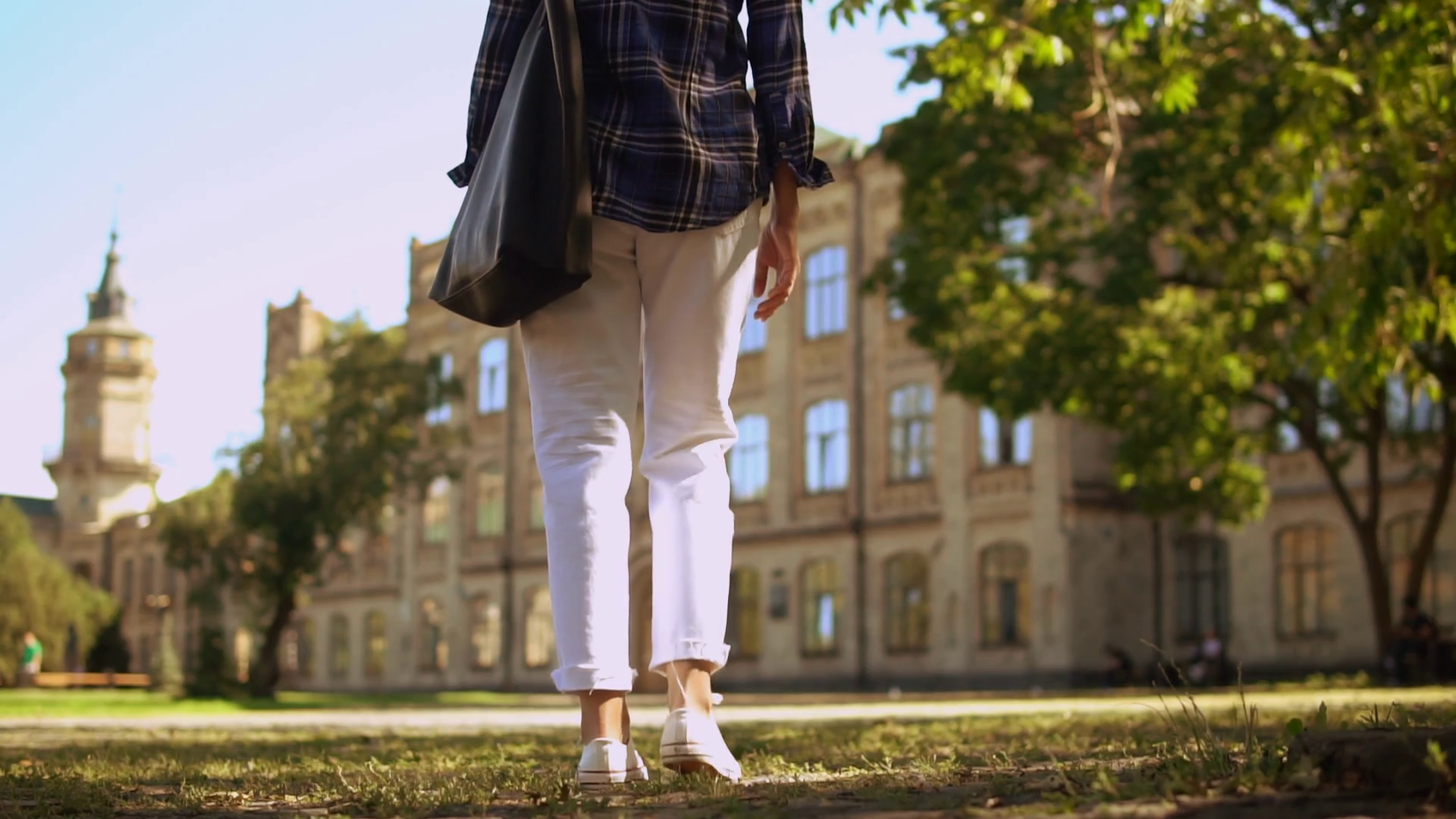 Back View Student Going Towards University Stock Footage SBV-328504539 ...
