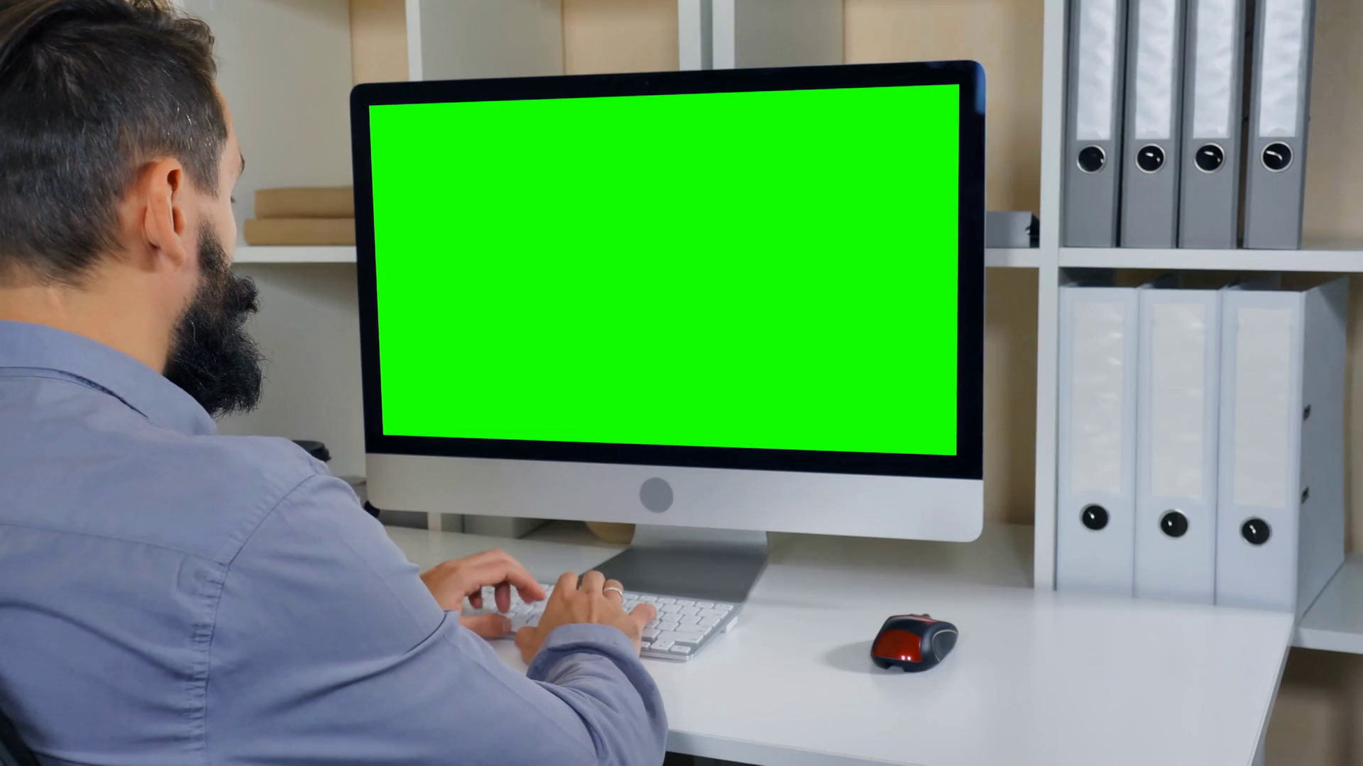 Professional At Work: Man With Beard Using Stock Footage SBV-325534867 ...