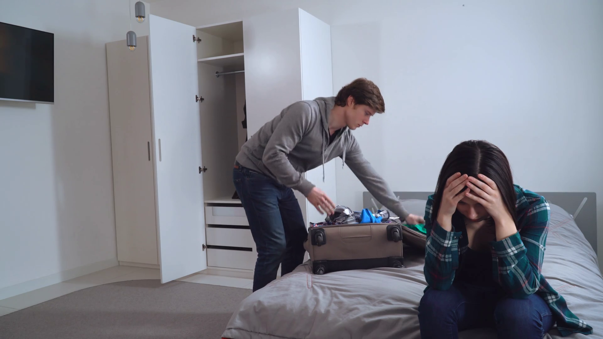Humorous Separation In Young Family Partner Stock Footage SBV-316441875 ...