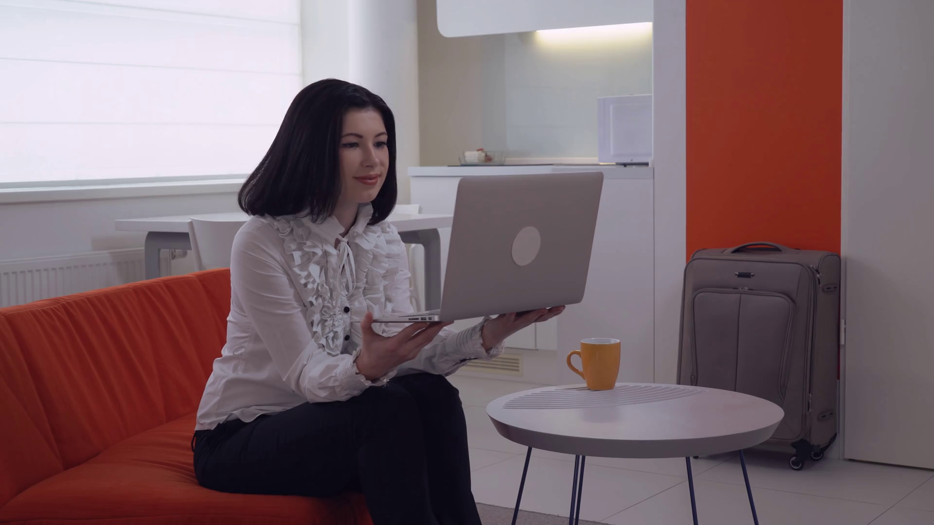 Young Woman Using App On Laptop Has Video Stock Footage SBV-313649666 ...